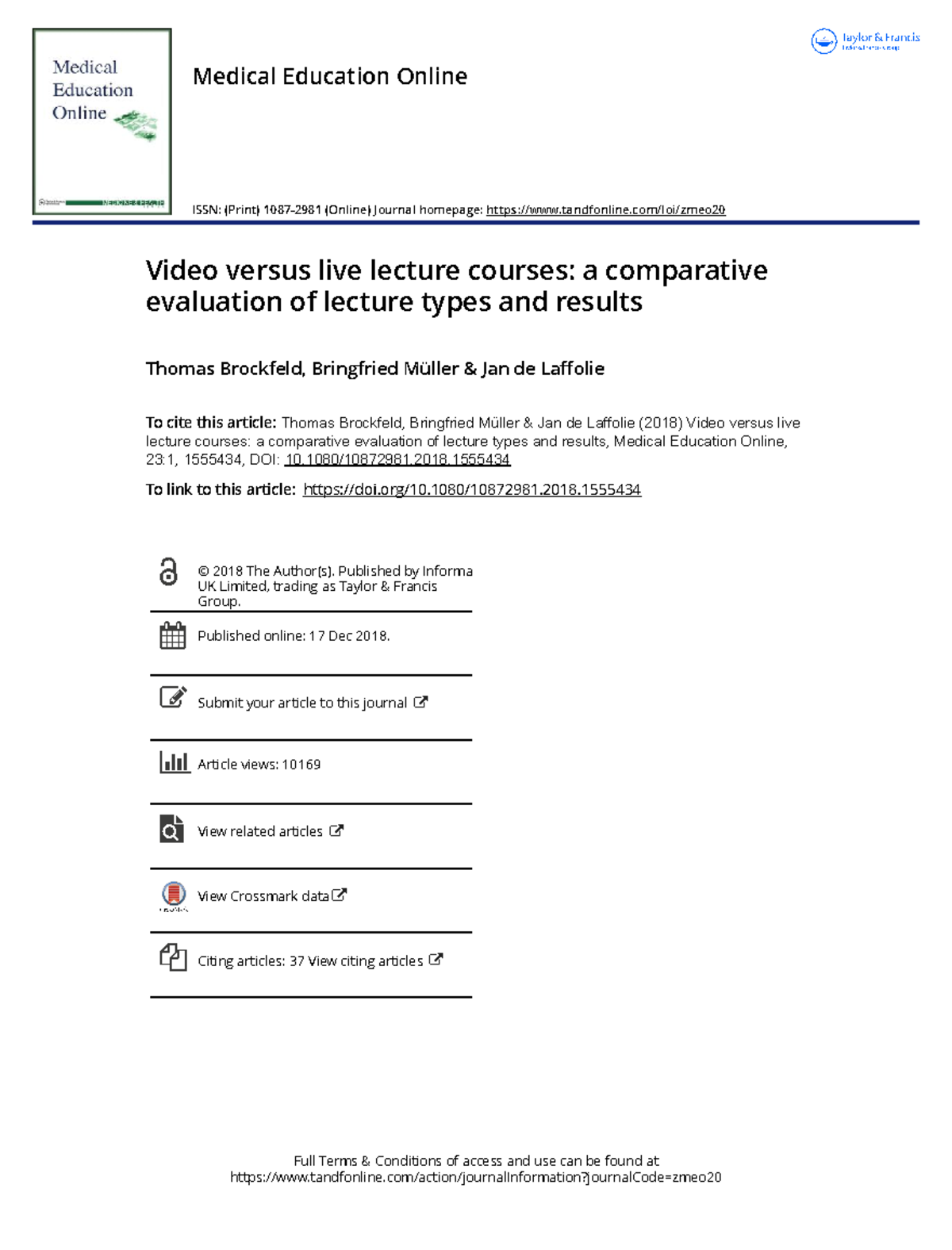 Video versus live lecture courses a comparative evaluation of lecture ...