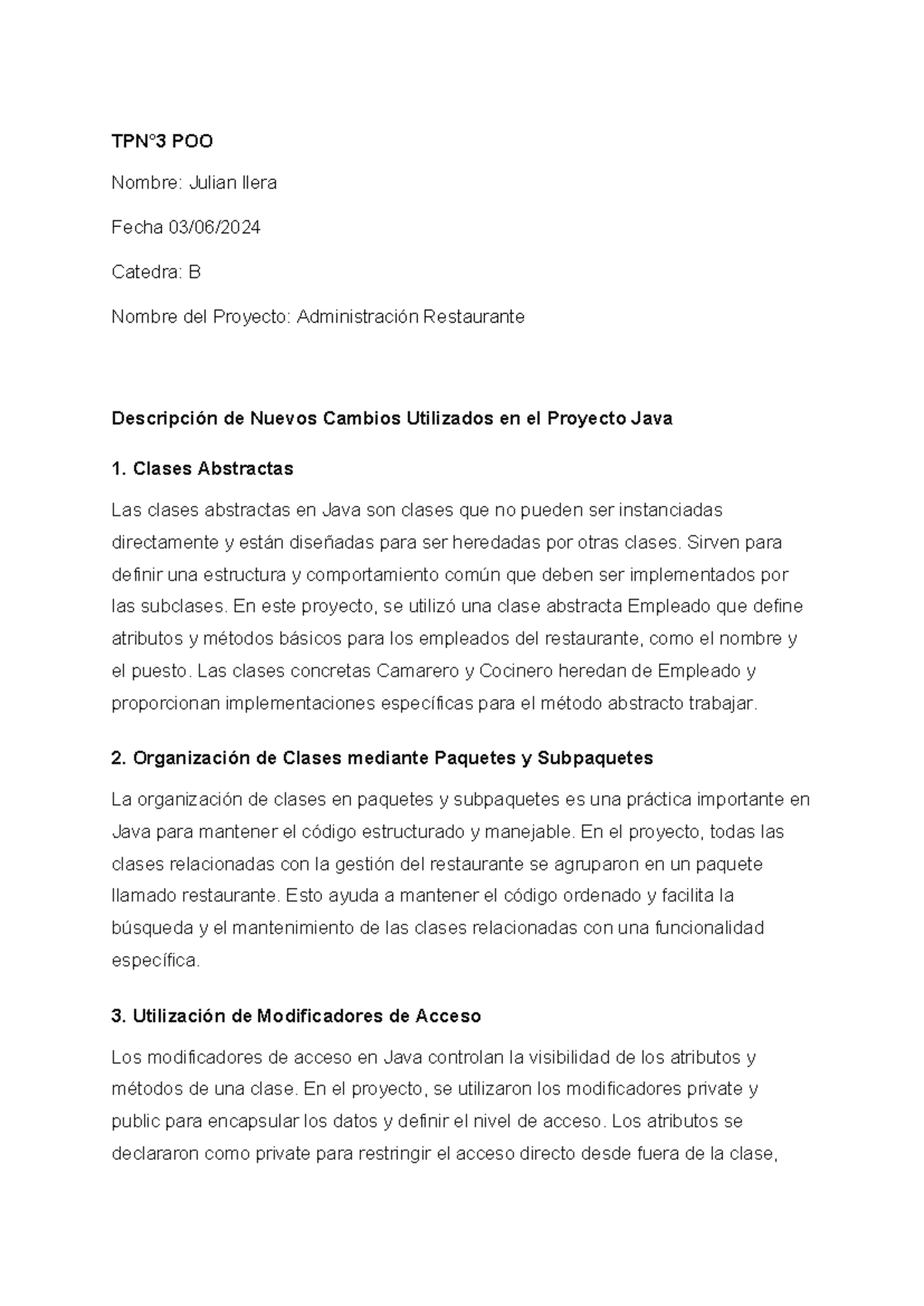 POO 2024 06 TPN°3 Restaurante Llera Julian Jesica Yanina Zarate - TPN°3 ...