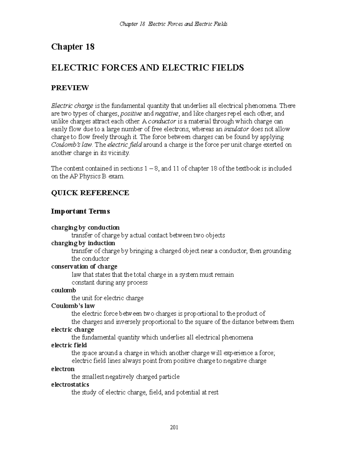 18 Electric Forces and Fields 1nczoa 2 - Chapter 18 ELECTRIC FORCES AND ...