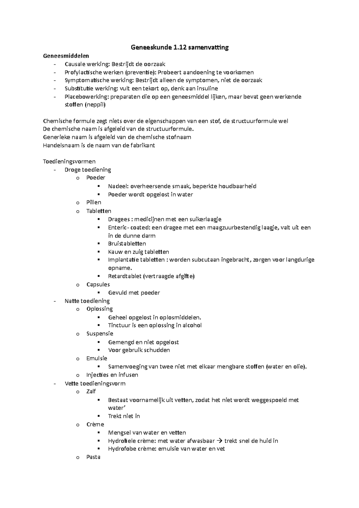 Geneeskunde les 12 samenvatting - Generieke naam is afgeleid van de ...