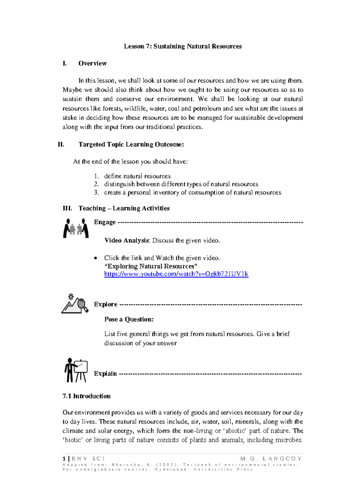 Module 3 ENV-SCI L 7 Natural- Resources - 1 | E N V S C I M. G. L A N G ...