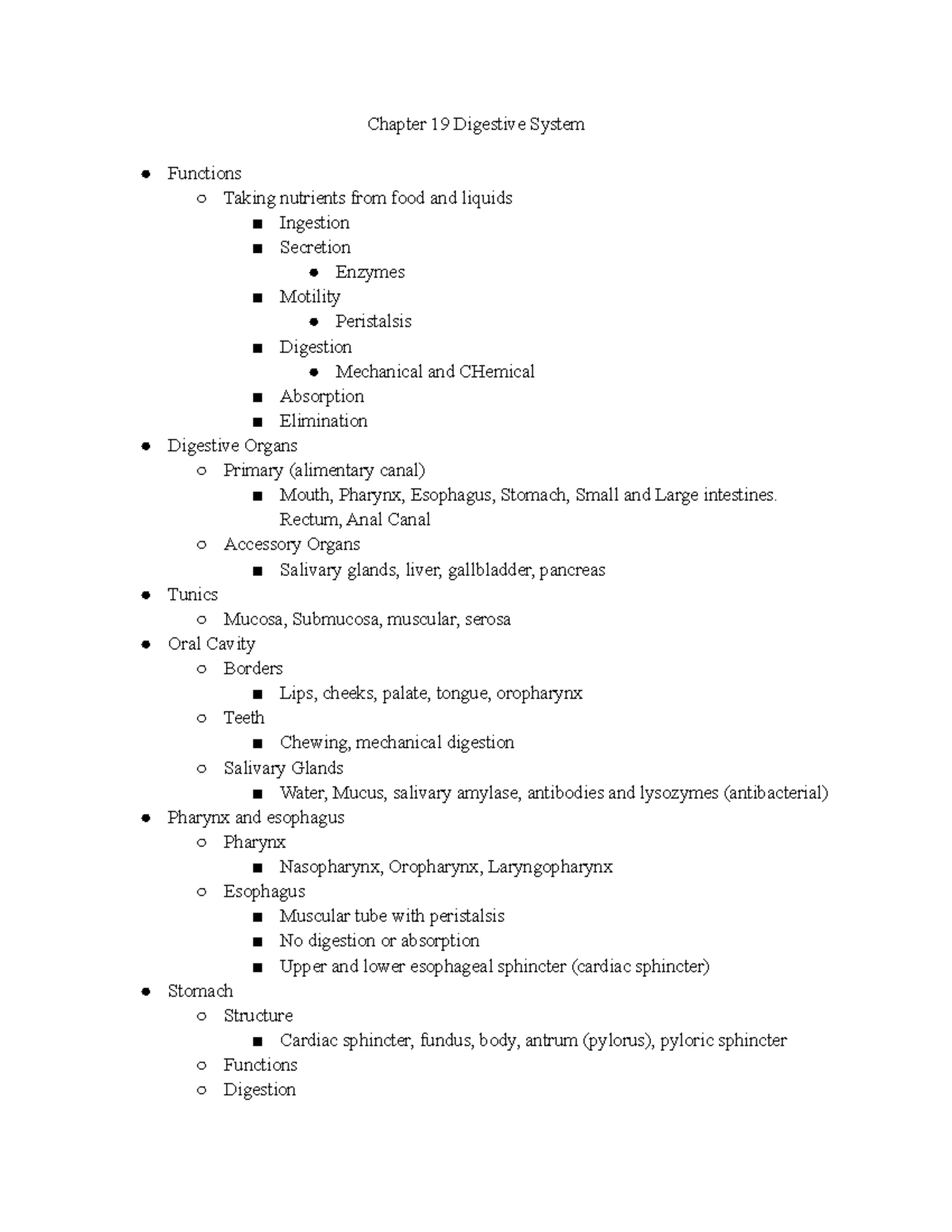 Chapter 19 Digestive System - Chapter 19 Digestive System Functions Taking nutrients from food ...