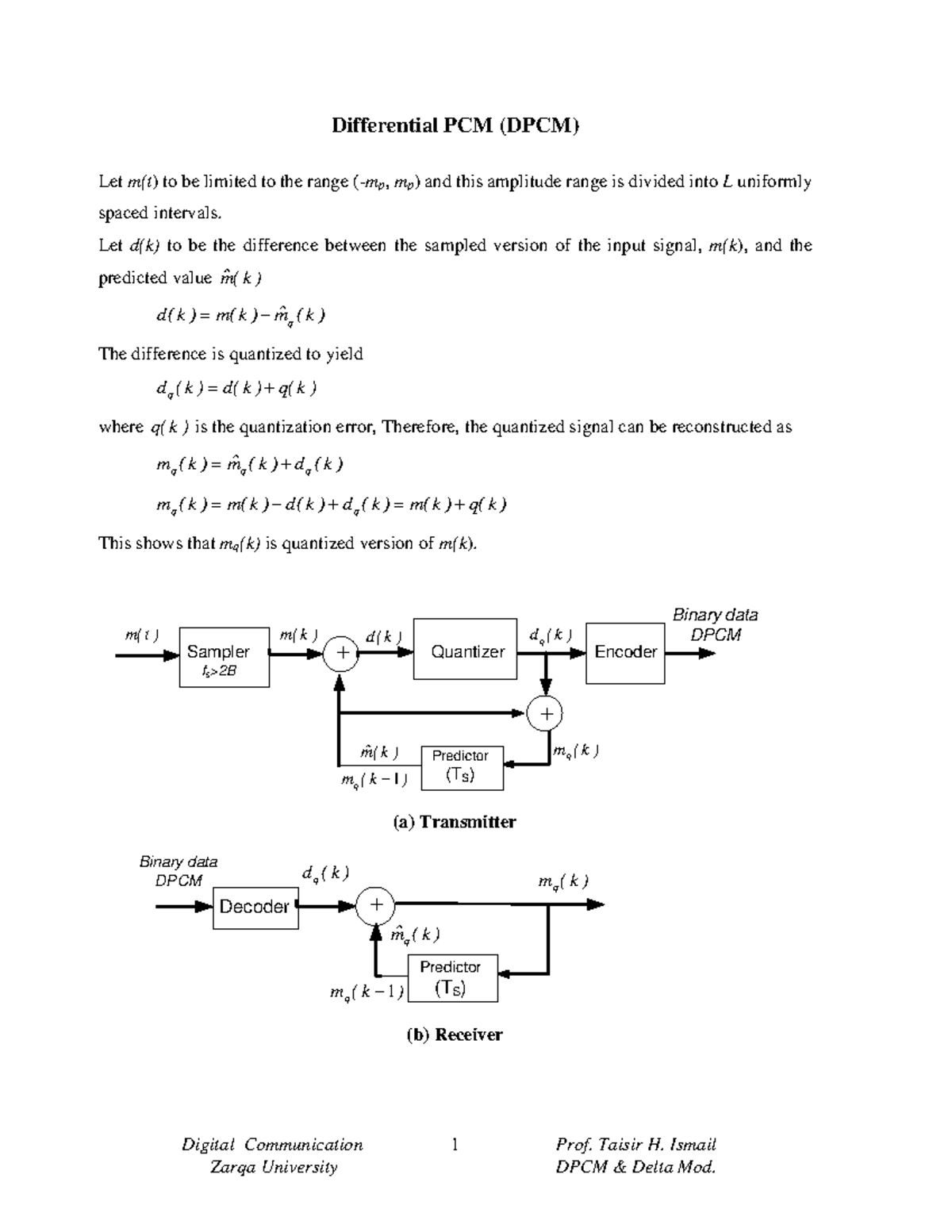 DPCM&Delta Mod-Zarqa - Representation of white and narrow-band noise. Behavior of continuous ...