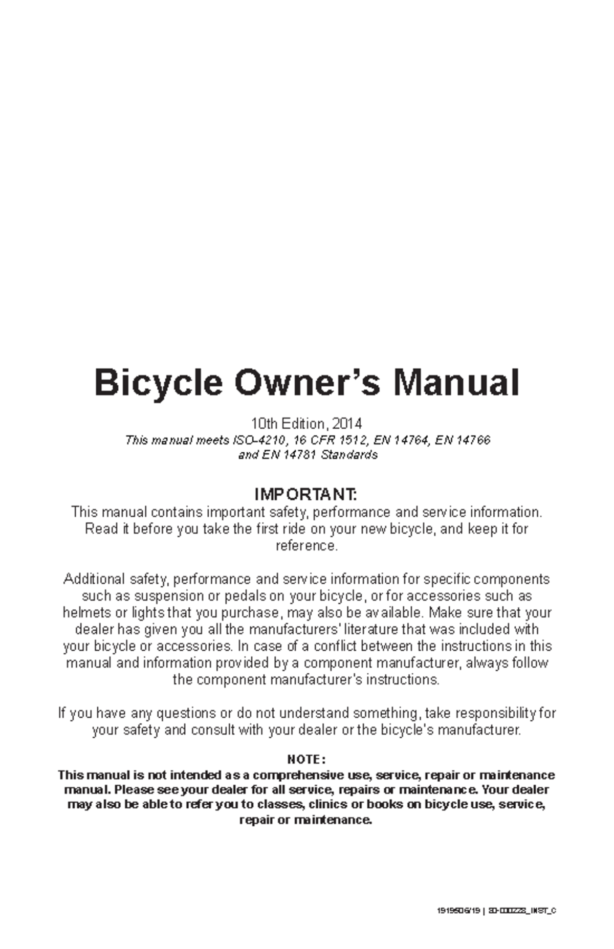 Bicycle Owners Manual EN - Bicycle Owner’s Manual 10th Edition, 2014 ...