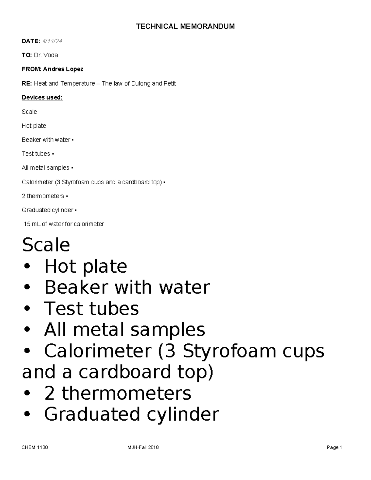 Heat and Temperature-Tech. Memo - TECHNICAL MEMORANDUM DATE: 4/11/ TO ...