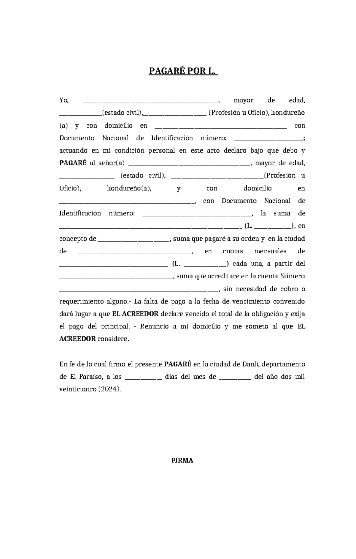 Pagare Formato - PAGARÉ POR L. Yo ...