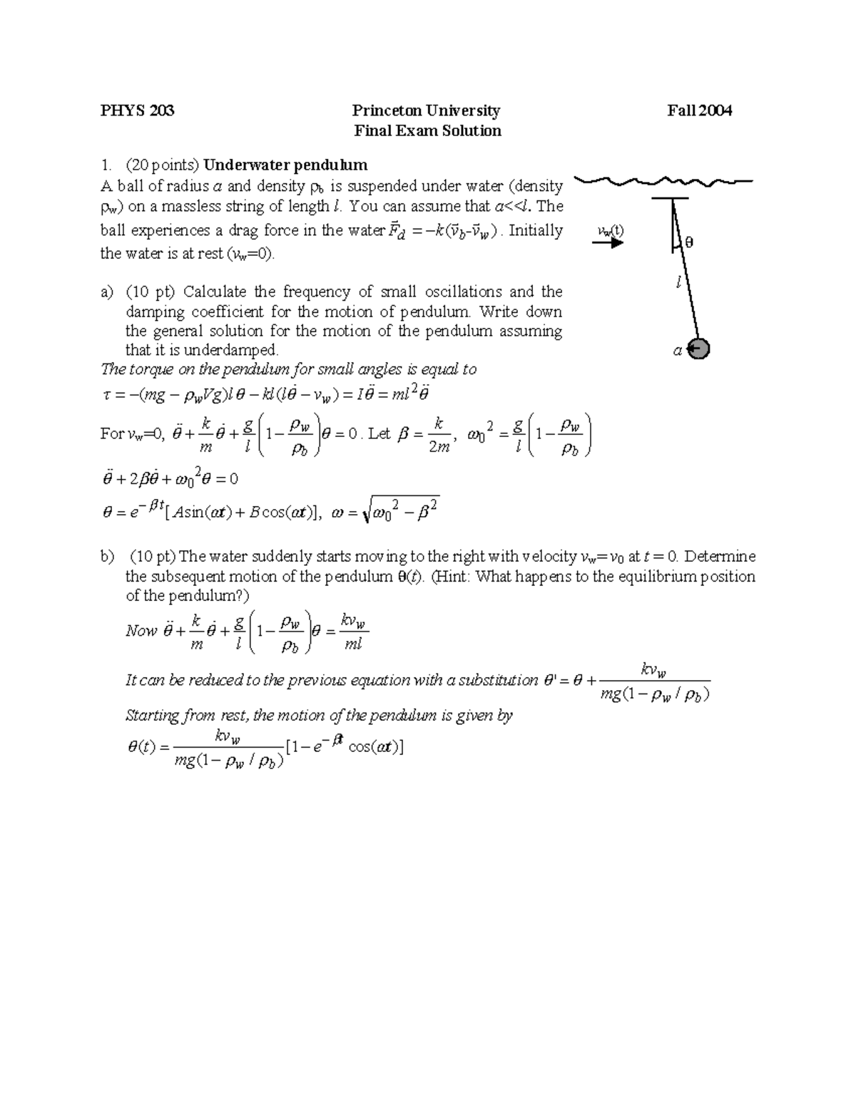 Physics Final Exam Solutions - Studocu