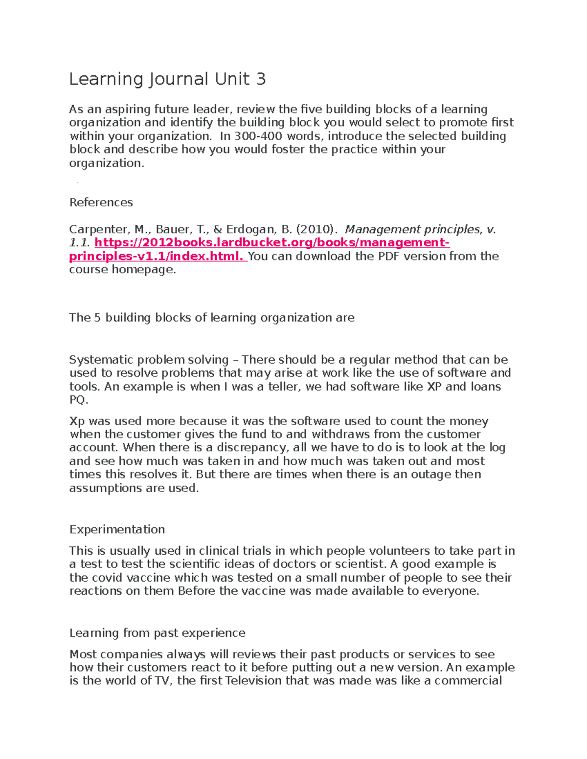 Learning journal 3 - Learning Journal Unit 3 As an aspiring future ...