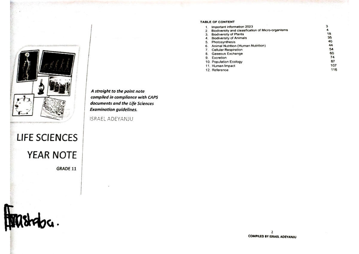 Life science notes grade 11 by israel adeyanju .....emly andile mashaba ...