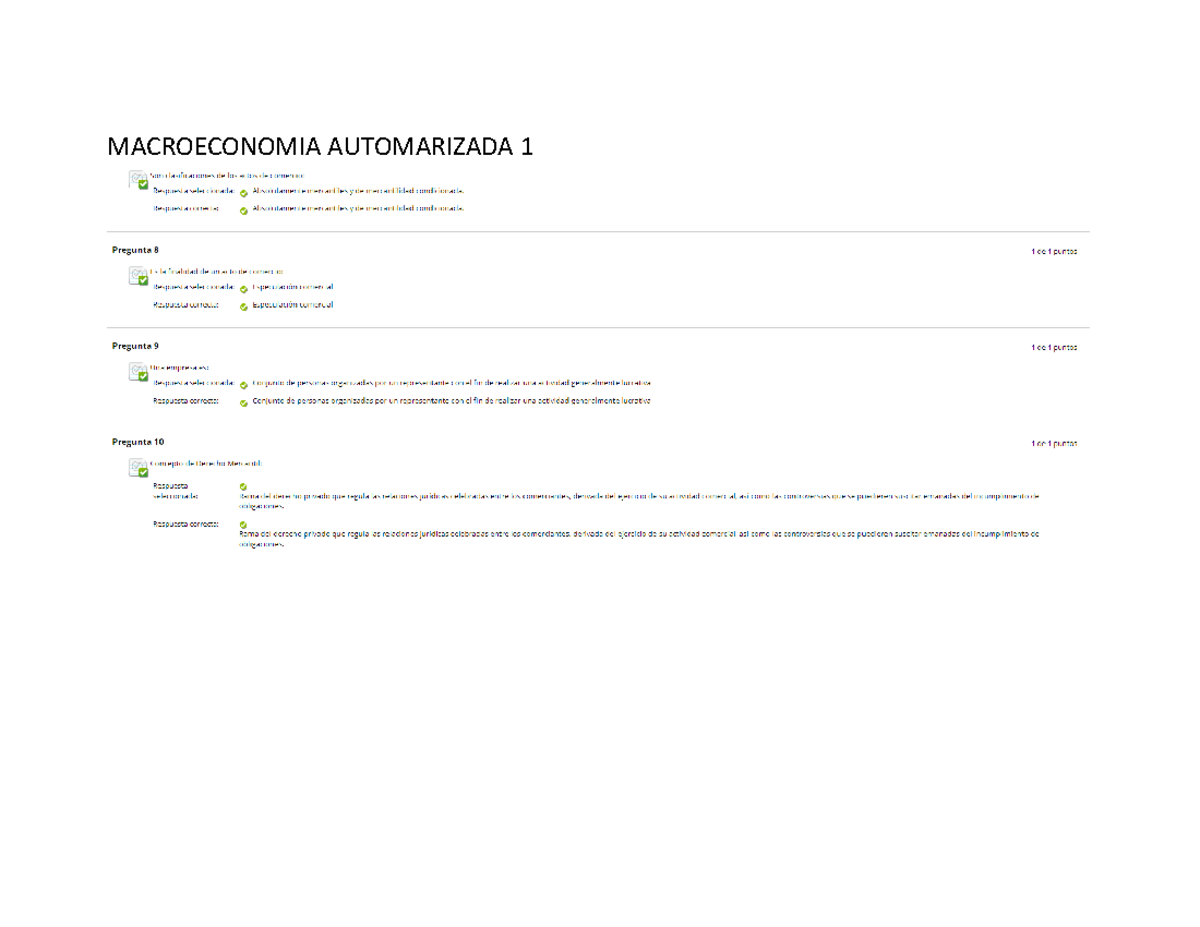 Automatizada 1 Macroeconomia - MACROECONOMIA AUTOMARIZADA 1 Son clasificaciones de los actos de ...