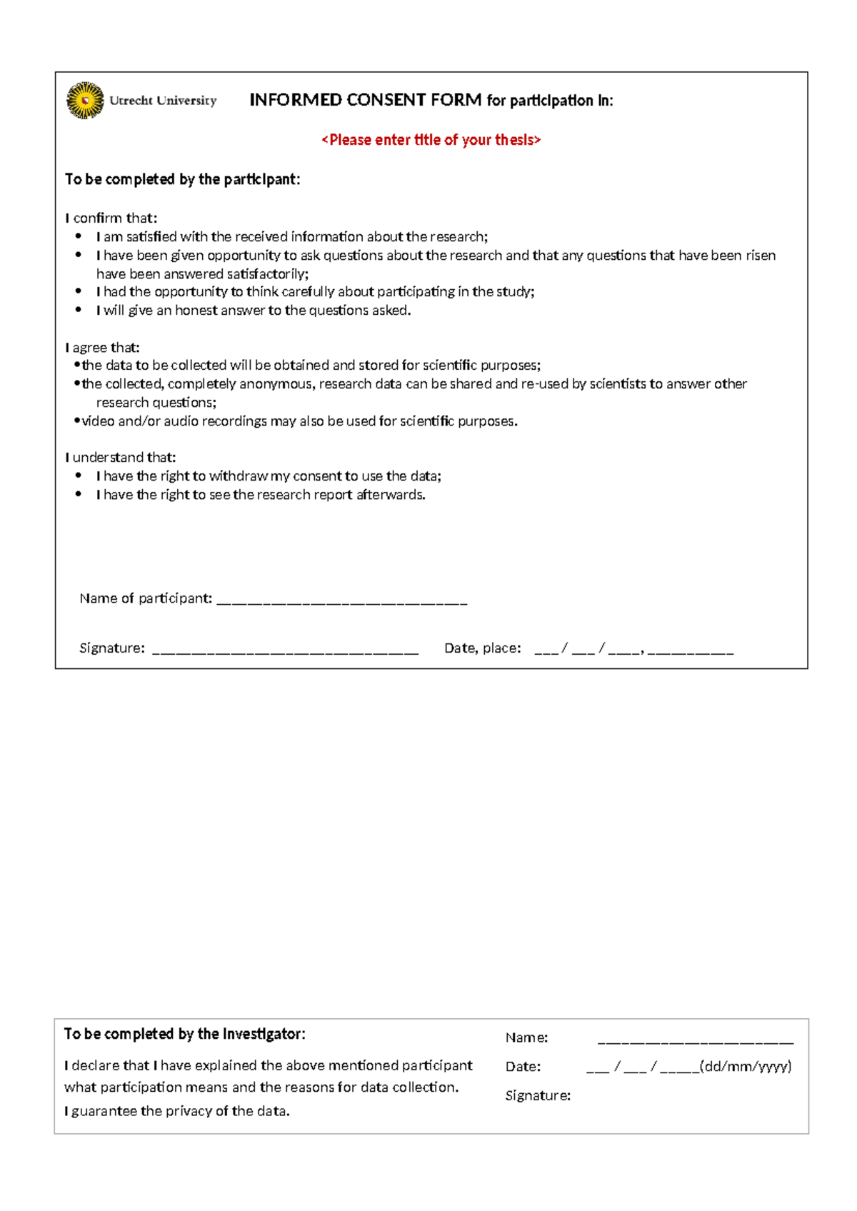 Informed Consent Form EN - INFORMED CONSENT FORM for participation in: