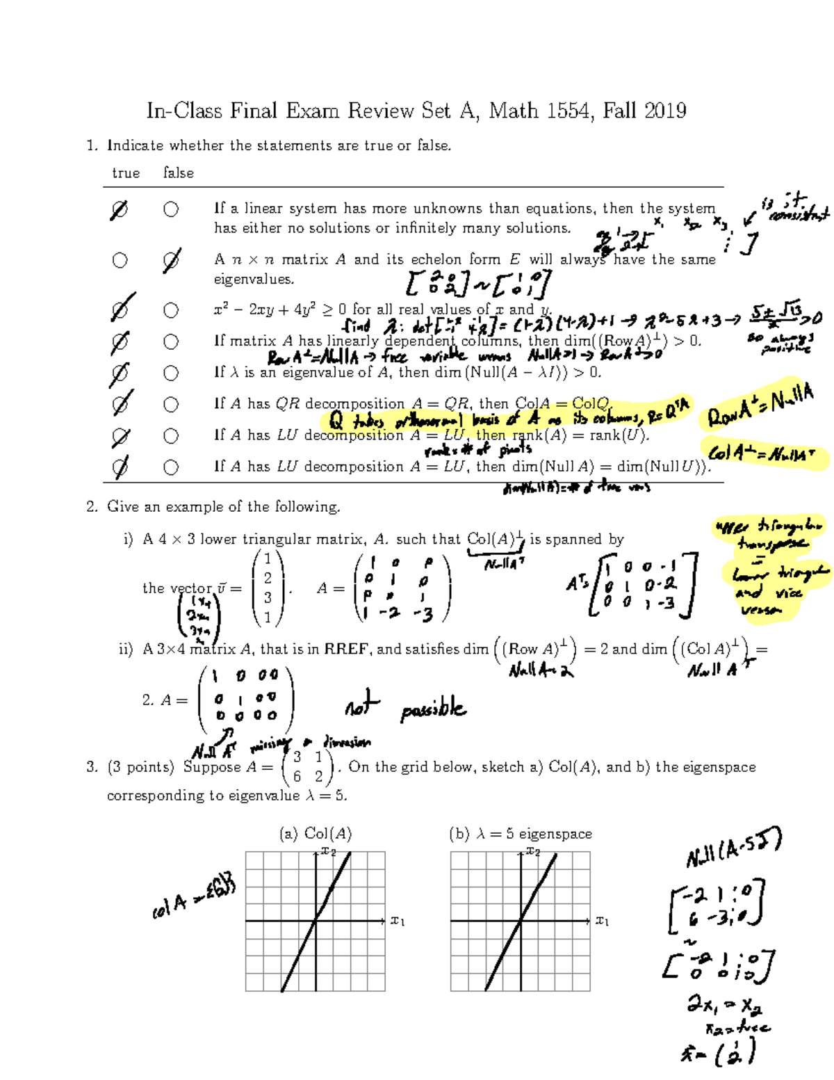 In Class Final Review A - Georgia Institute of Technology Math 1554 ...