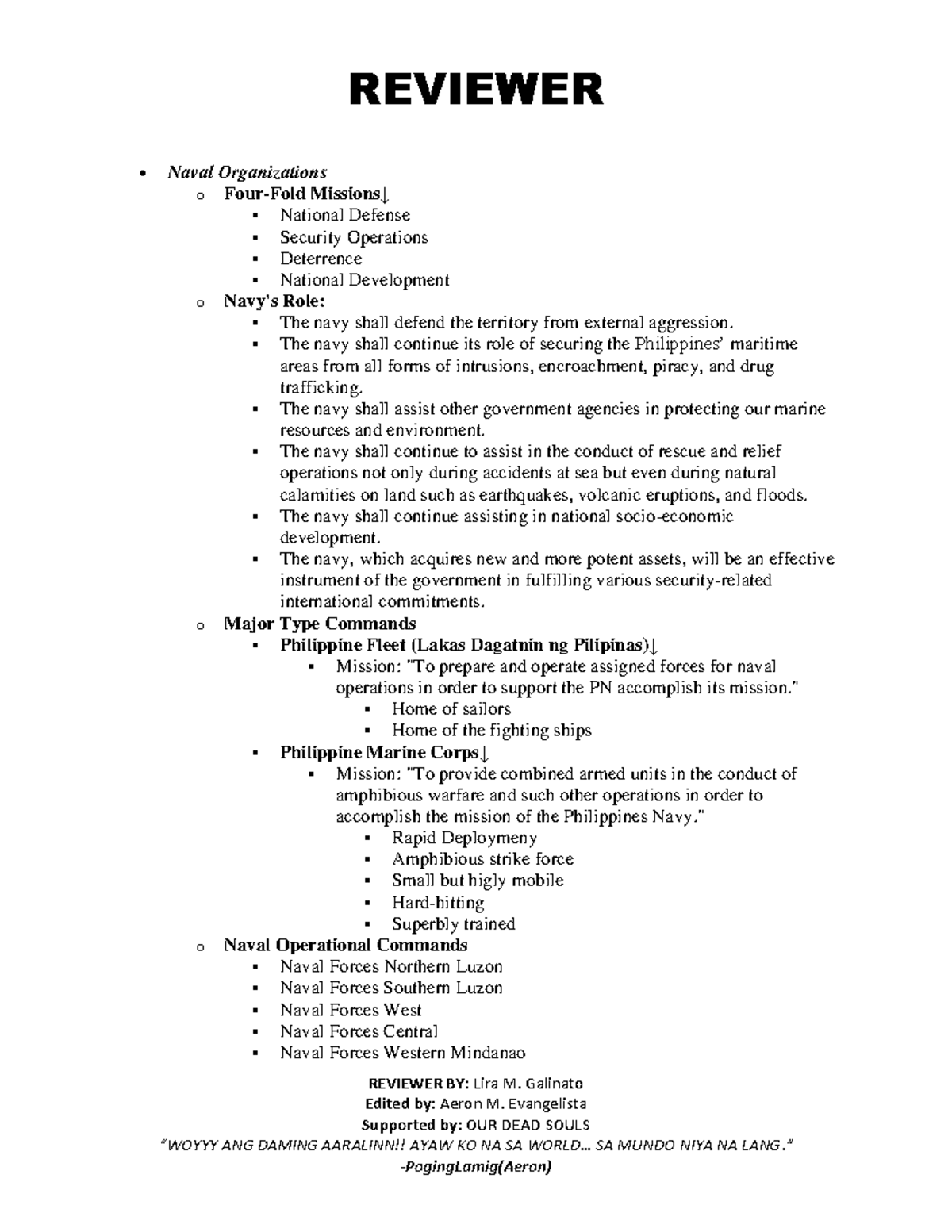 Reviewer - ..... - REVIEWER BY: Lira M. Galinato Edited by: Aeron M ...