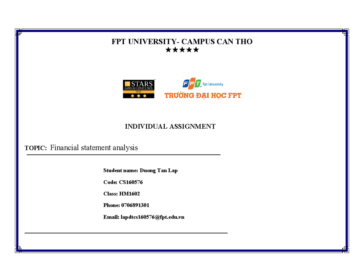 [Lap DT].[HM16022 ].IA - FPT UNIVERSITY- CAMPUS CAN THO INDIVIDUAL ...