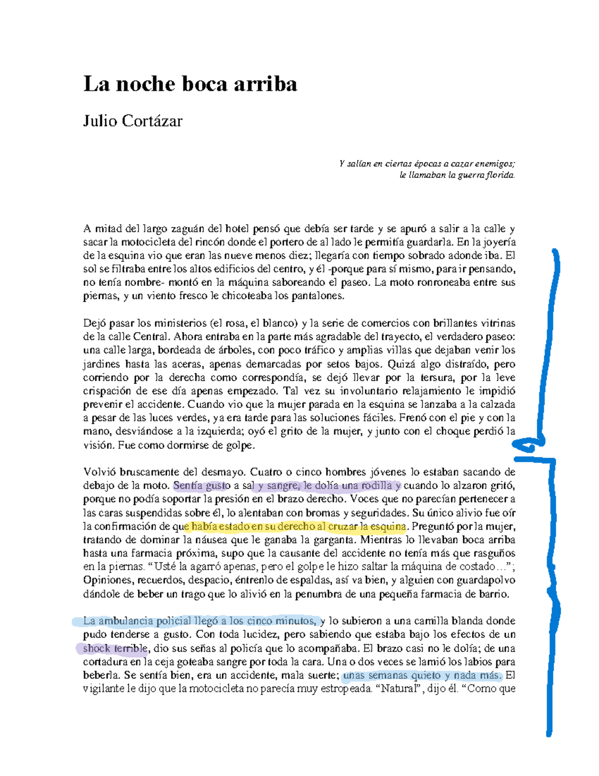 La noche boca arriba - La noche boca arriba Julio Cortázar Y salían en ...