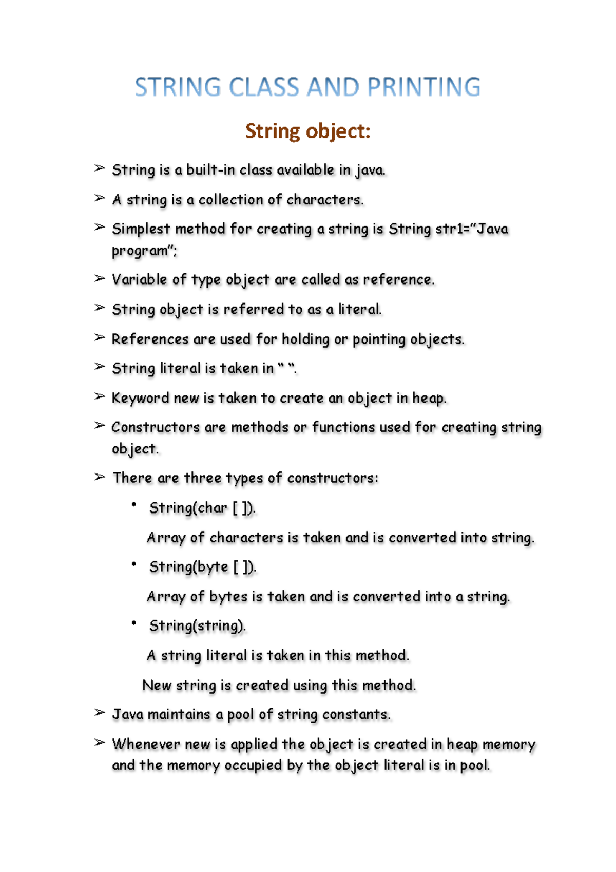 String+Class - Notes for Computer Science students - STRING CLASS AND ...