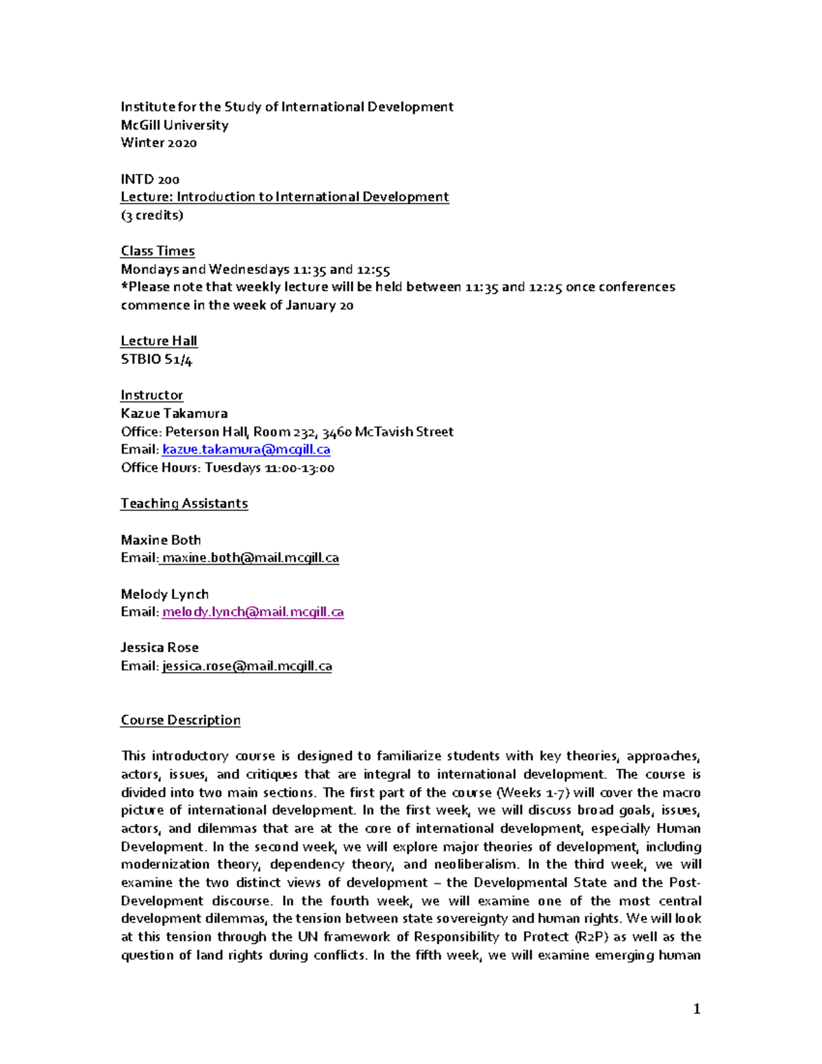 INTD 200 Syllabus Winter 2020 - **Institute for the Study of ...