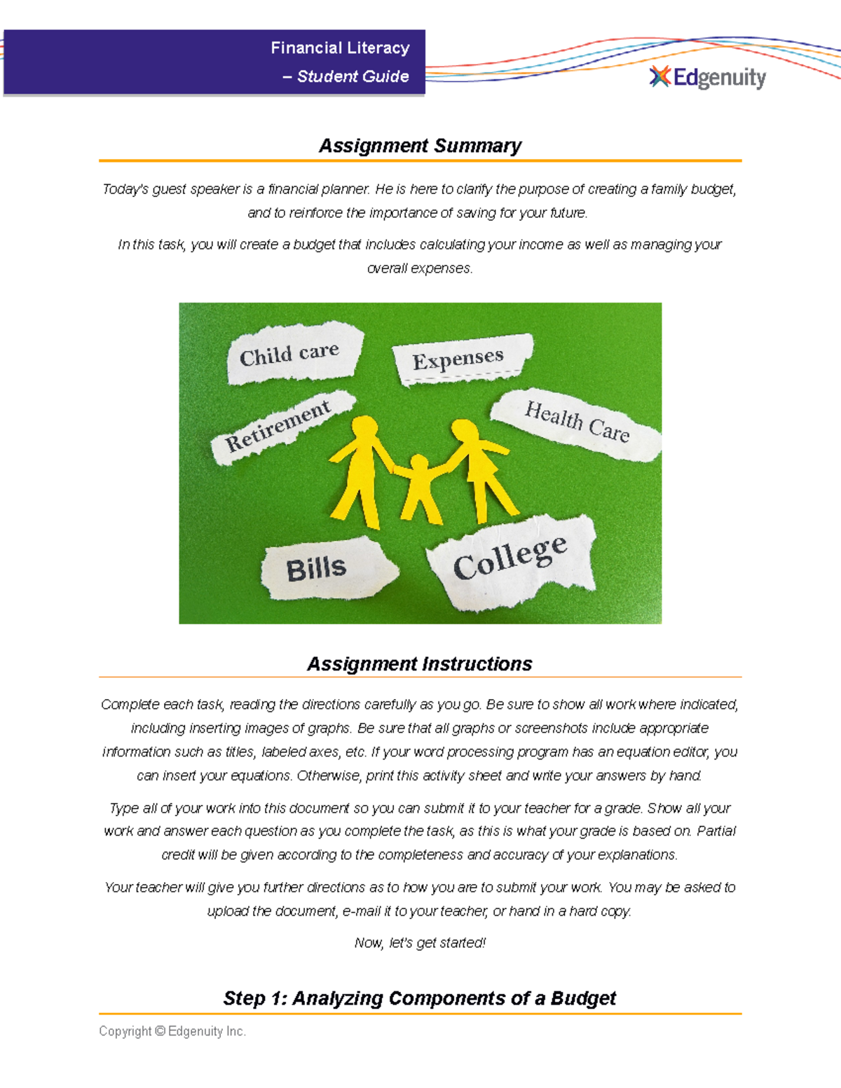 Financial Literacy-Student Guide - Assignment Summary Today’s guest ...