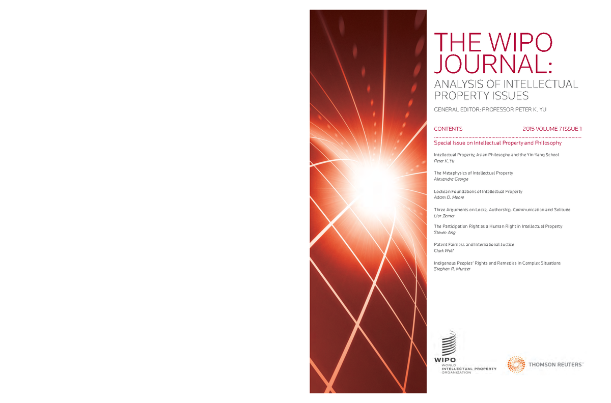 The WIPO Journal; Analaysis of Intellectual Property Issues - CONTENTS 2015 VOLUME 7 ISSUE 1 ...