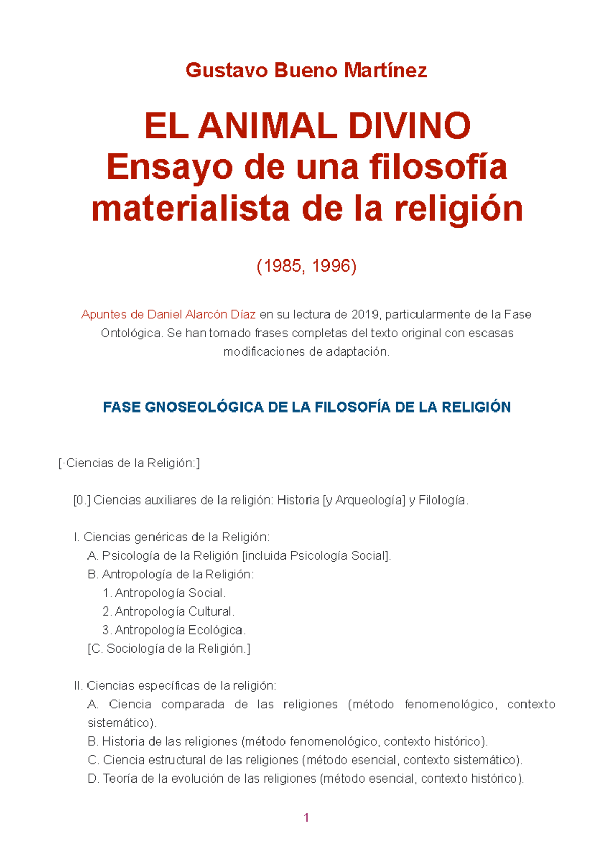 Apuntes Gustavo Bueno - El Animal Divino - Gustavo Bueno Martínez EL ...
