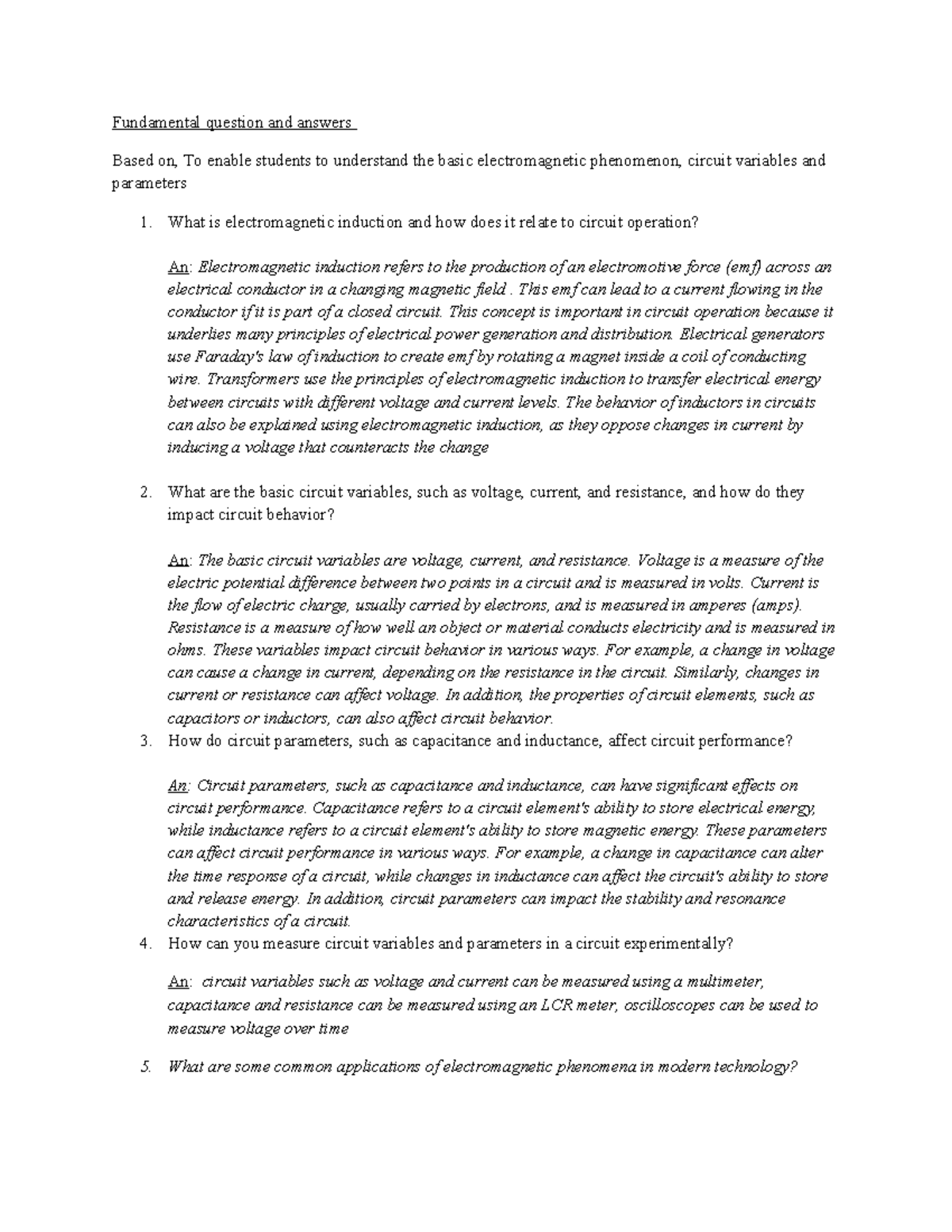 Fundamental question and answers - What is electromagnetic induction ...