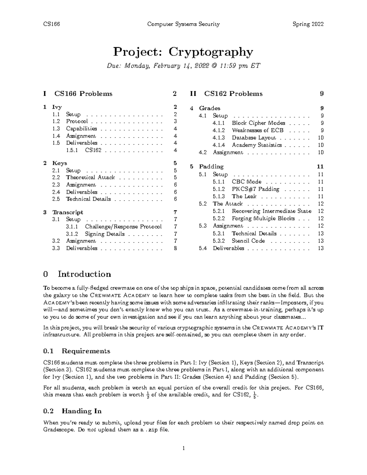 Cryptography Project Project Cryptography Due Monday February 14 2022 11 59 Pm Et I