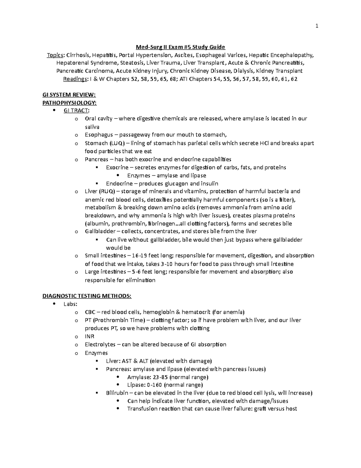 Med-Surg II Exam #5 Study Guide - Med-Surg II Exam #5 Study Guide ...