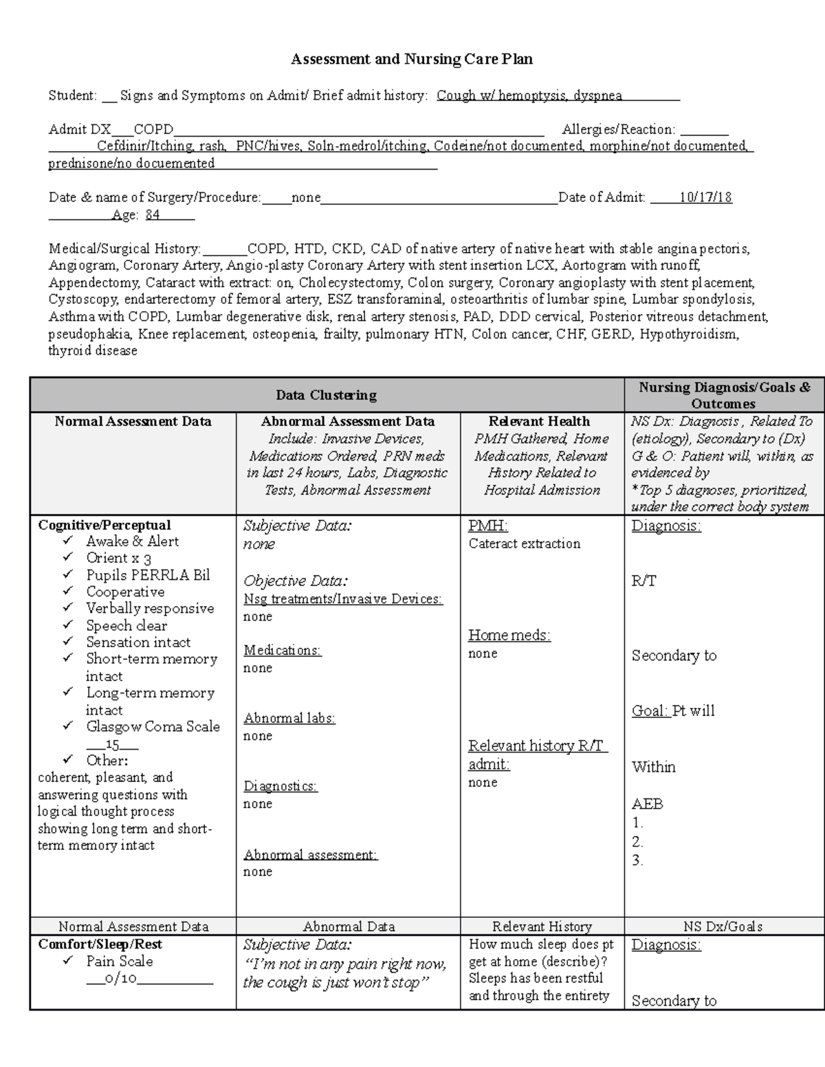 Care Plan Example - Clinical paperwork is one of the most challenging ...