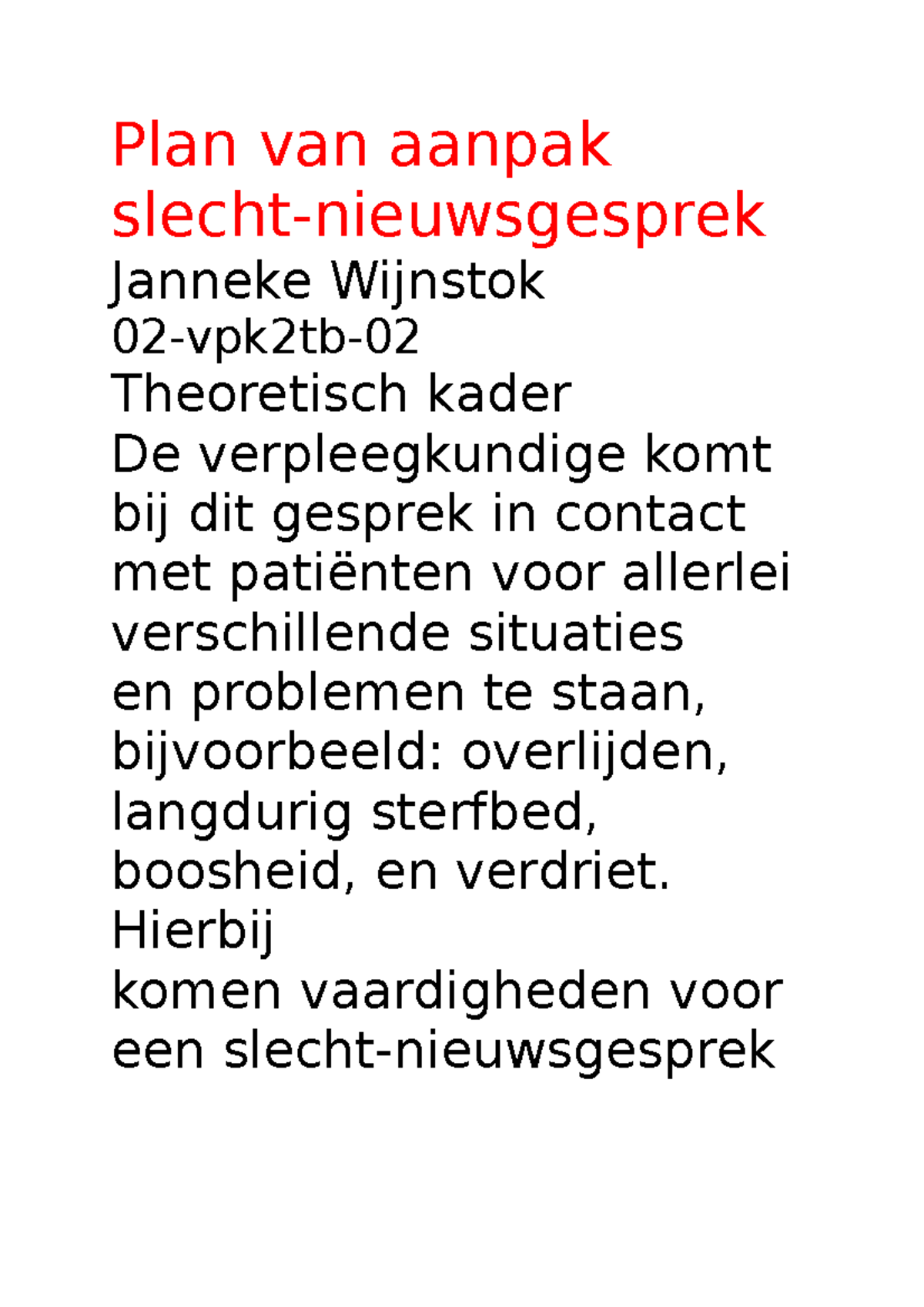 Slecht nieuws gesprek plan van aanpak - Plan van aanpak slecht ...