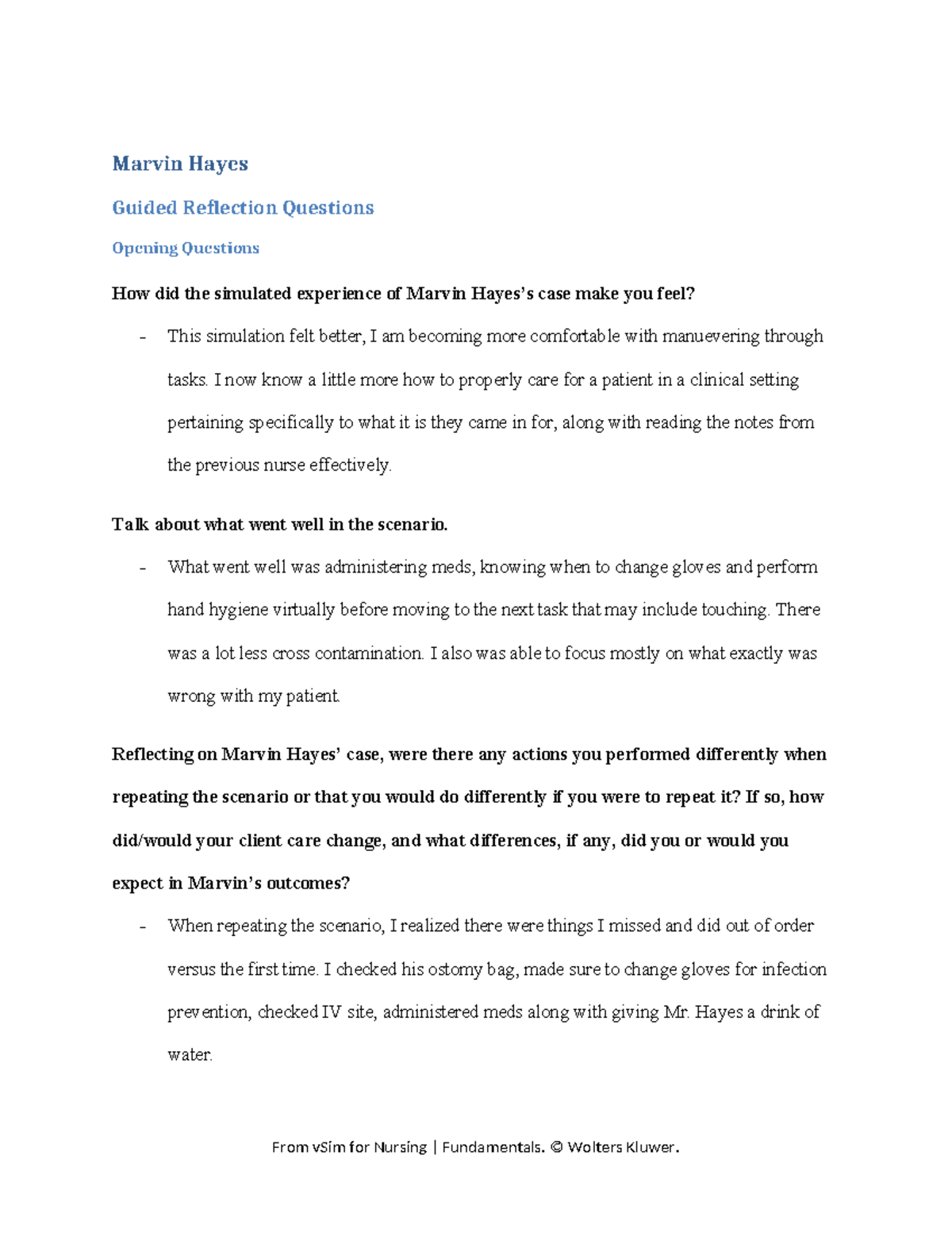 V Sim Marvin Hayes - Course Direct - Marvin Hayes Guided Reflection ...