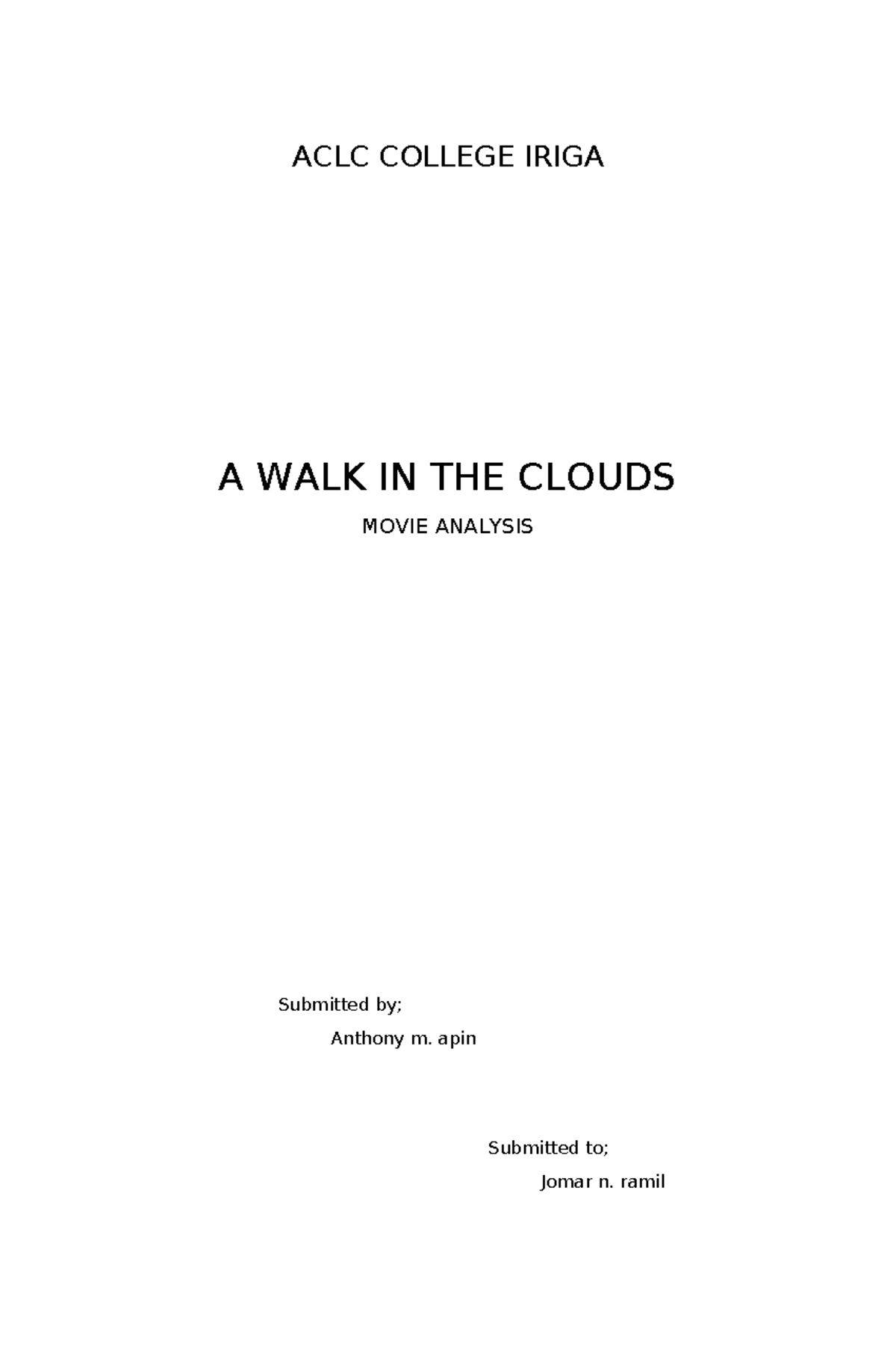 Movie Analysis - Summary Humanities and Social Sciences Strand (HUMSS ...