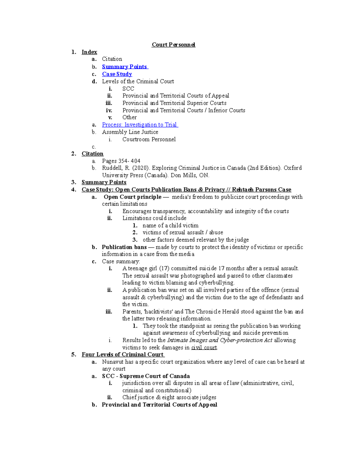 6 - Court Personnel - CRJS 1003 - Court Personnel Index a. Citation b ...