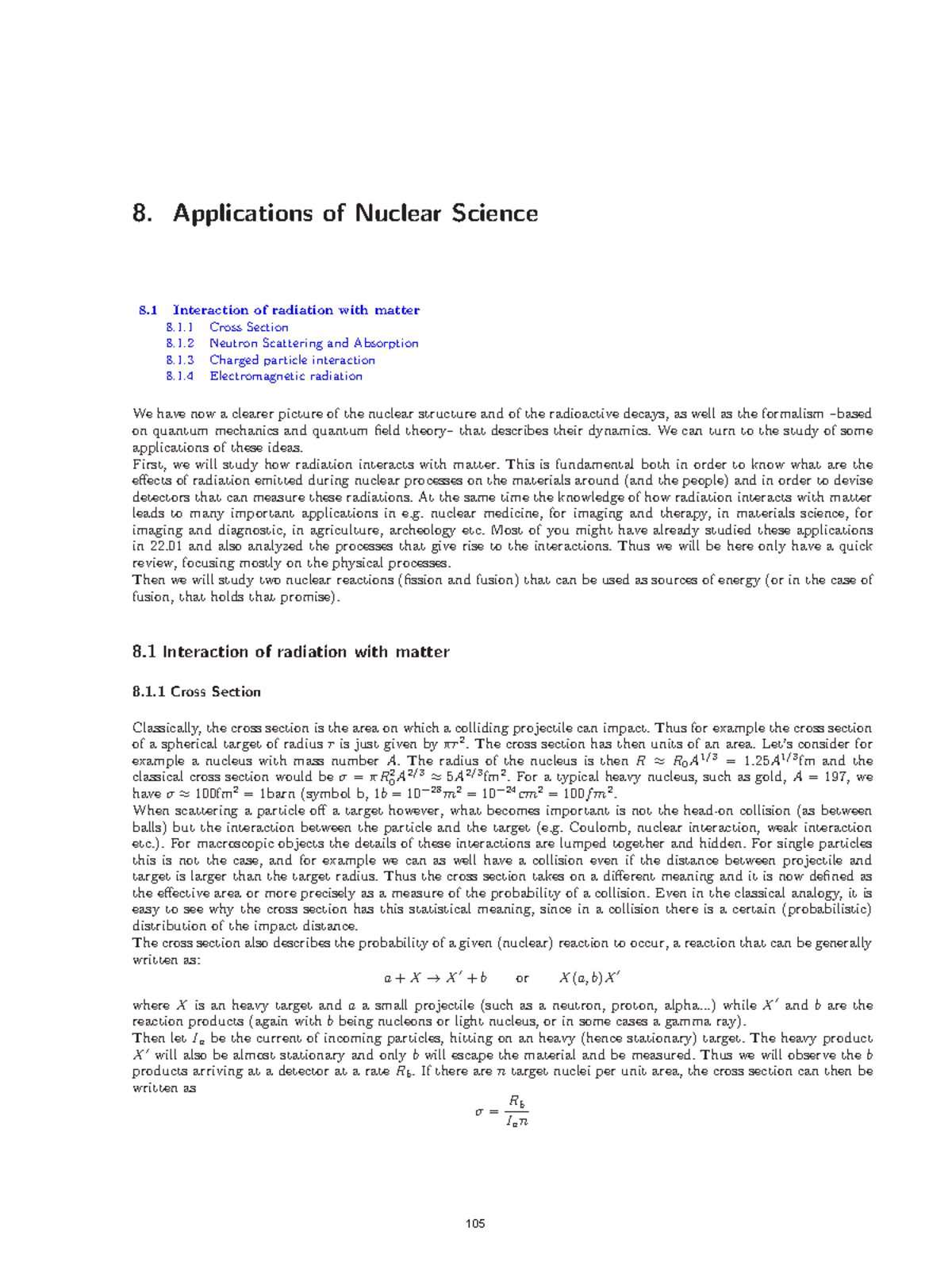 Lecture notes, lectures 5 - 8 - 8. Applications of Nuclear Science 8 ...