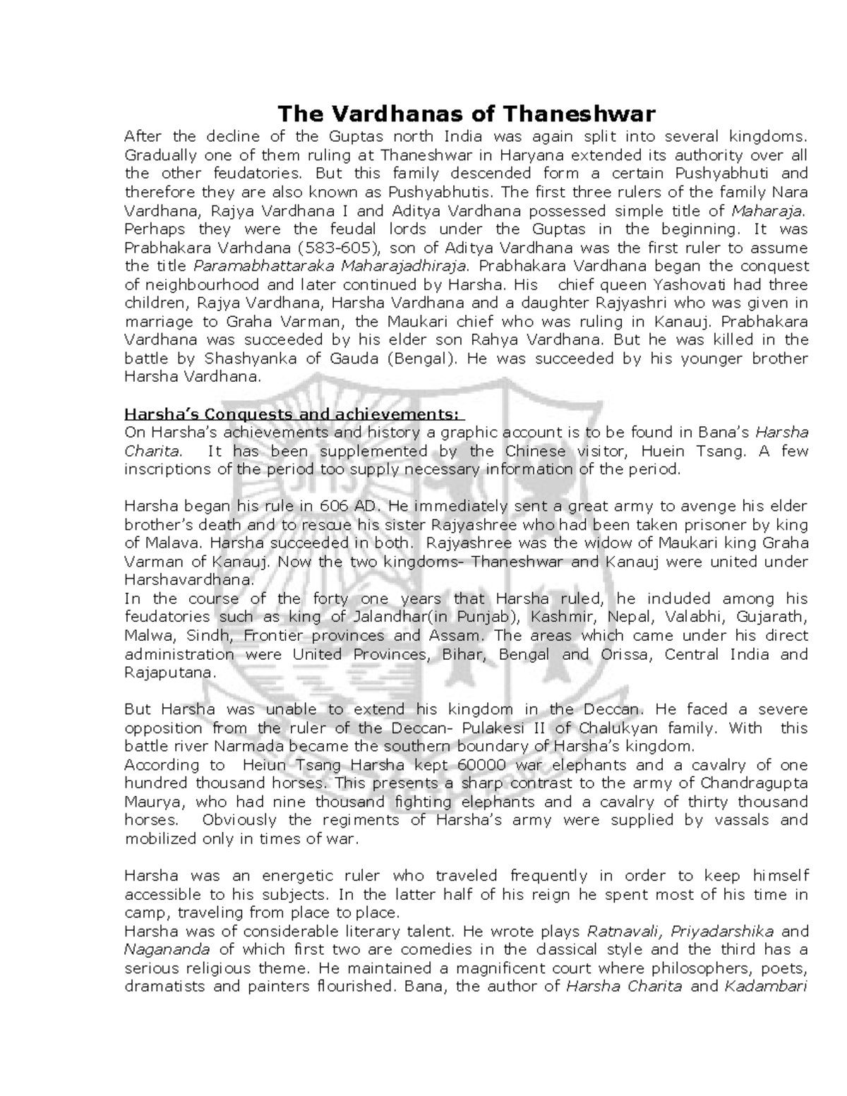 The Vardhanas of Thaneshwar - The Vardhanas of Thaneshwar After the ...