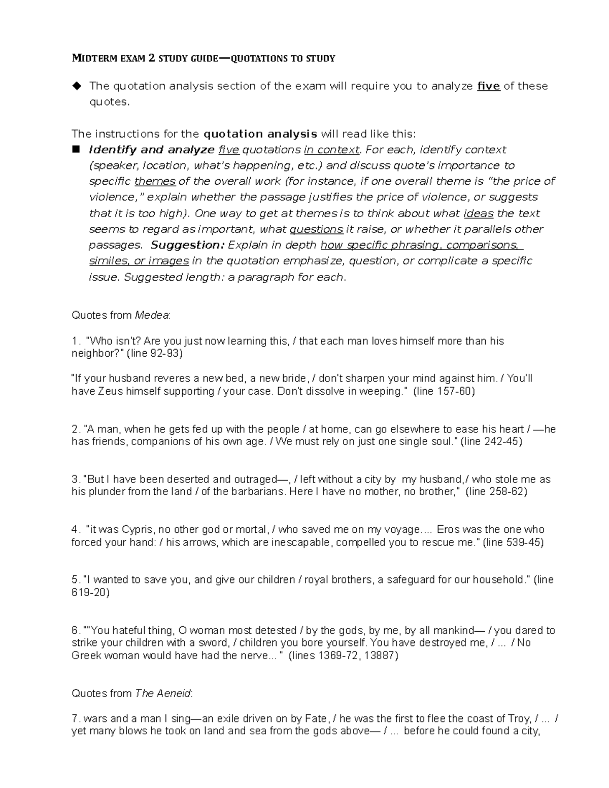215 exam2 quotes 20 draft 2 - MIDTERM EXAM 2 STUDY GUIDE—QUOTATIONS TO ...