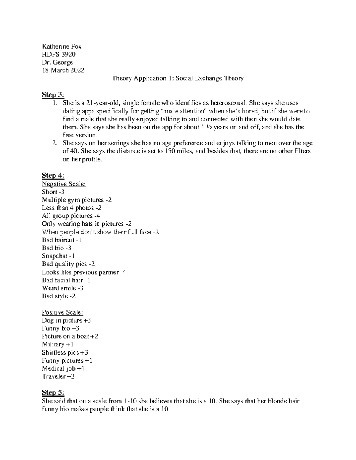 Theory Application 1 - Katherine Fox HDFS 3920 Dr. George 18 March 2022 ...