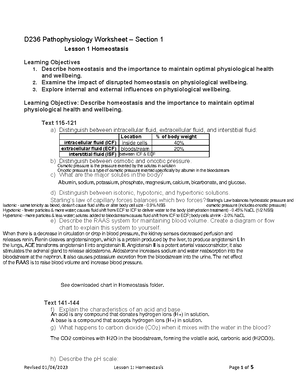 Worksheet 1 D236 - Homeostasis Diffusion- process where molecules ...