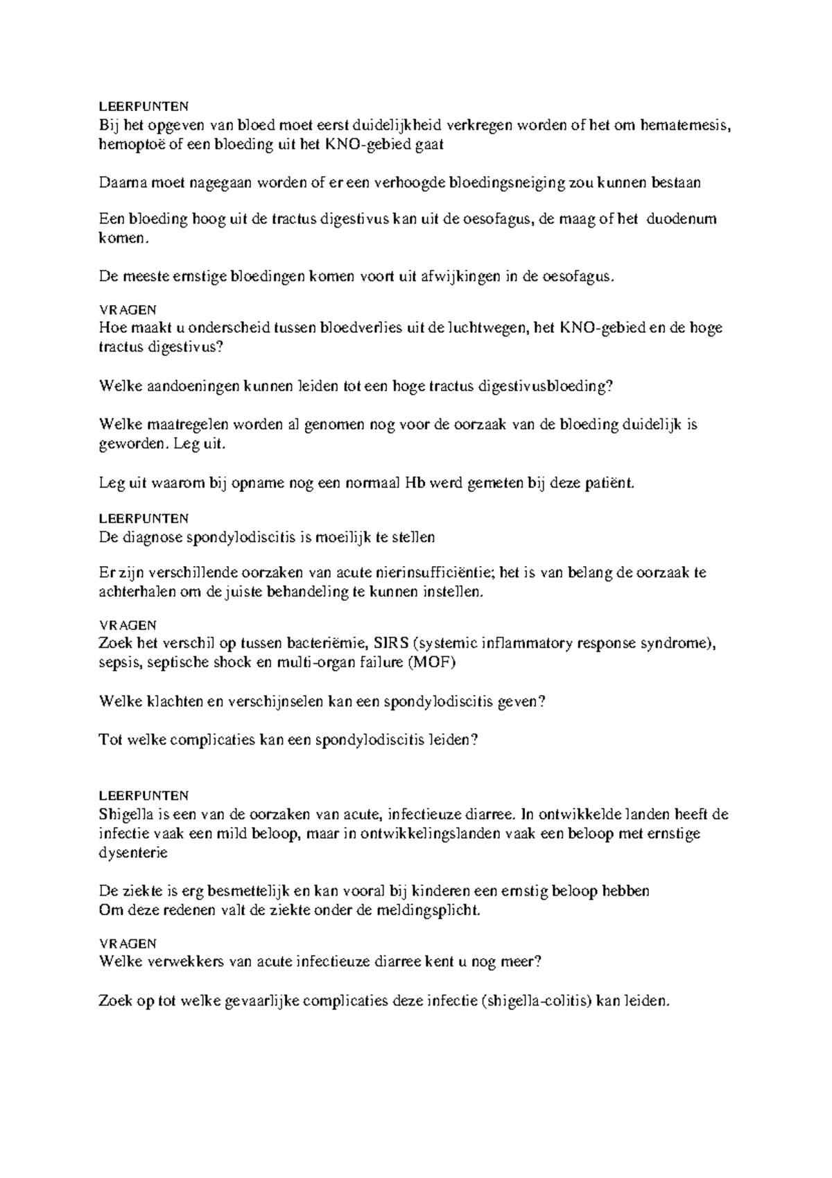 Leerpunten Lijn Klinisch Onderwijs jaar 3 - LEERPUNTEN Bij het opgeven ...