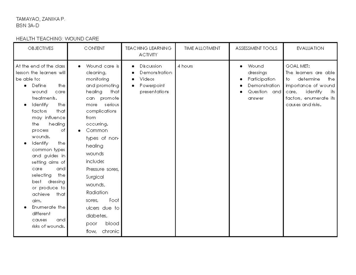Chn-teaching-plan - Hello Good Day - TAMAYAO, ZANIKA P. BSN 3A-D HEALTH ...