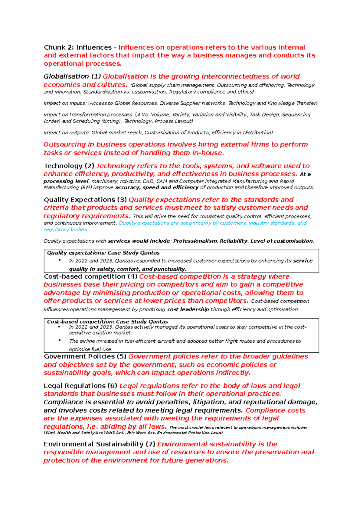 Topic 1 Chunk 2 Operational Influences Cheat Sheet - Chunk 2 ...