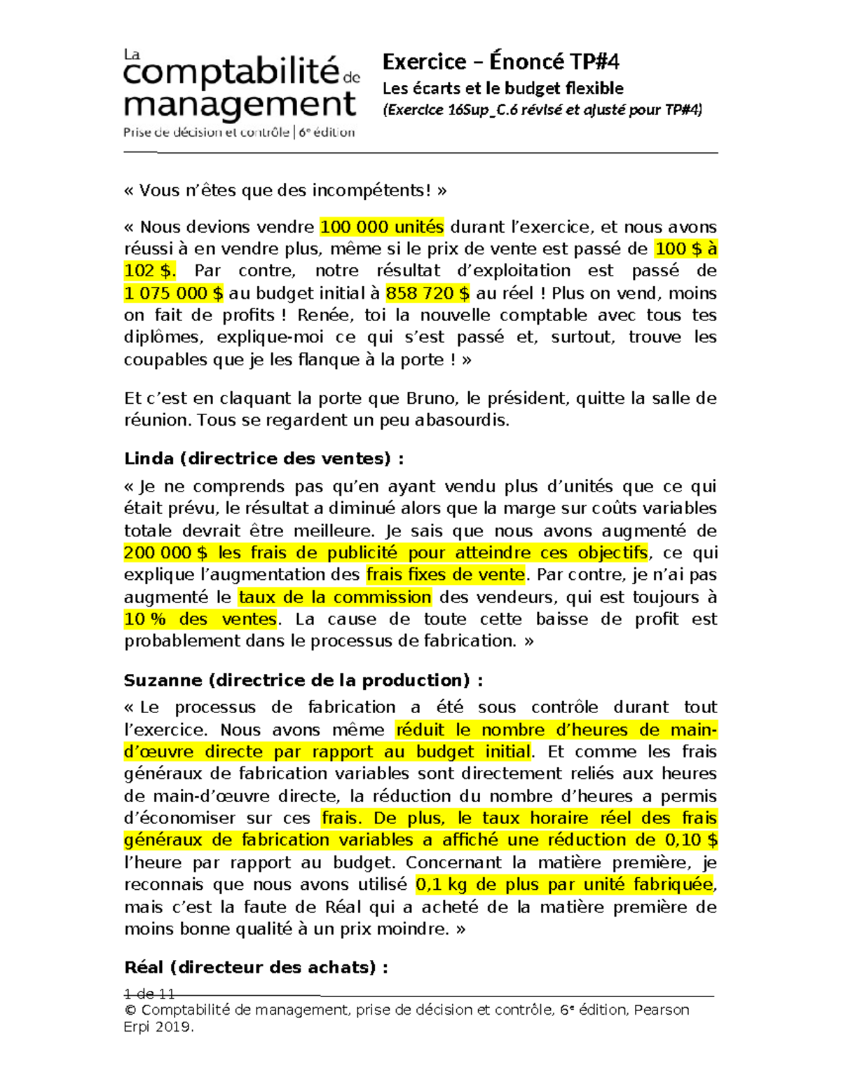 TP3 A2020 Exercice 16Sup C - Les écarts et le budget flexible (Exercice ...