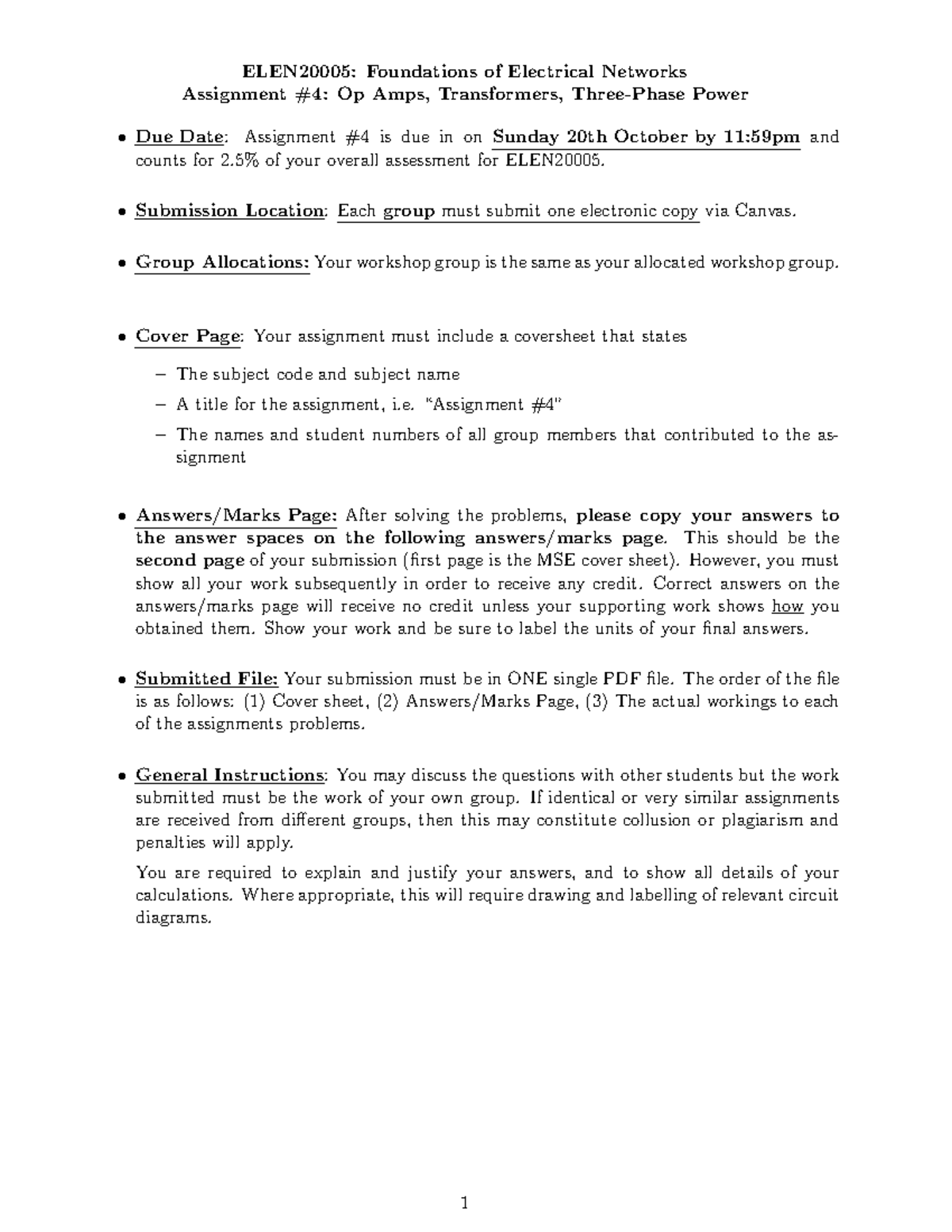 Fo EN Assignment 4 - transmformer, wye generator, three phase power ...