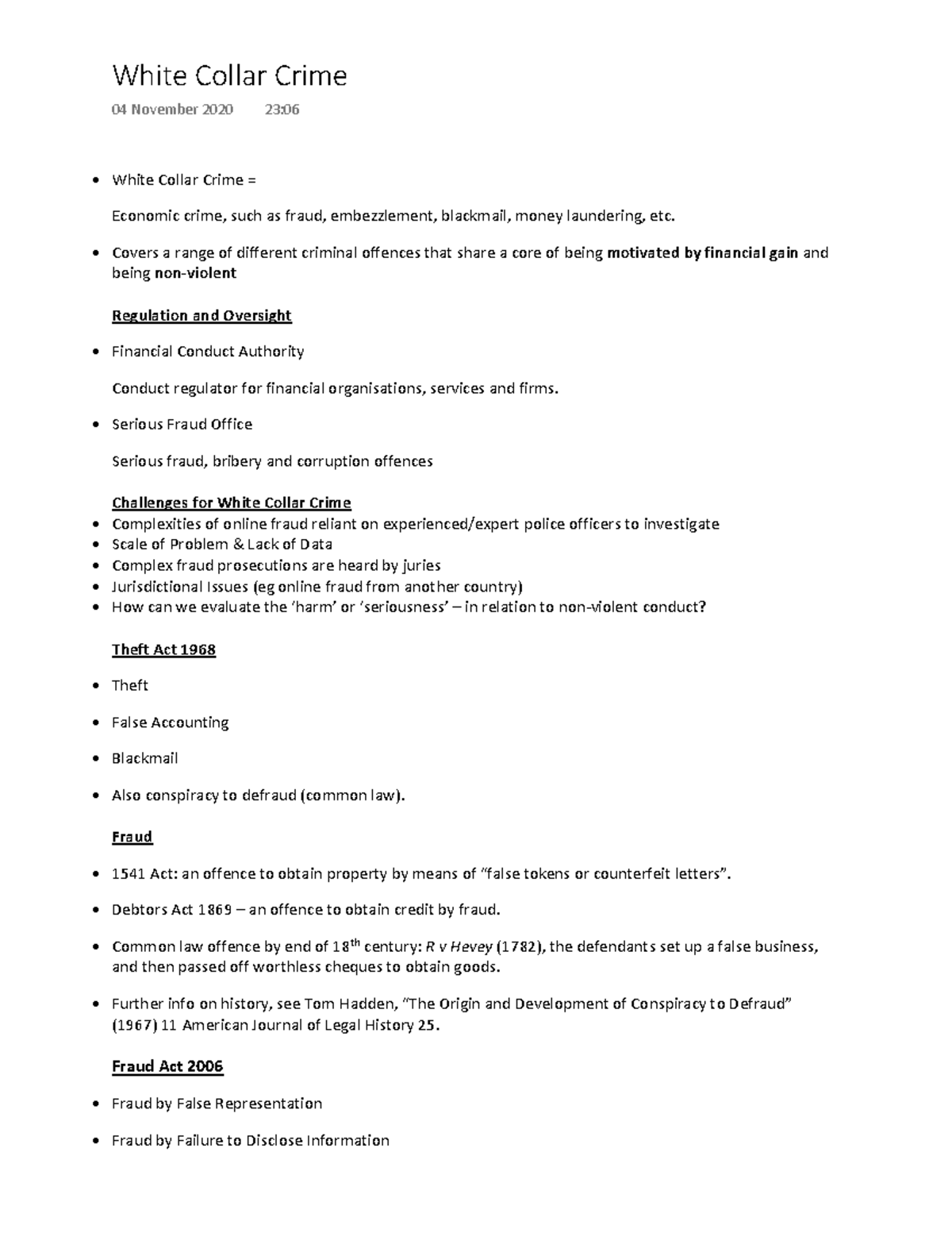 White Collar Crime - Includes all relevant notes from the above lecture ...