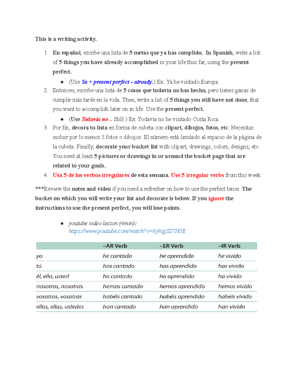 K g k sch b WFyd Glud EBu YXNkc 2Nob29scy5vcmc Span 3 Escribir Revised Bucket list Present Per ...