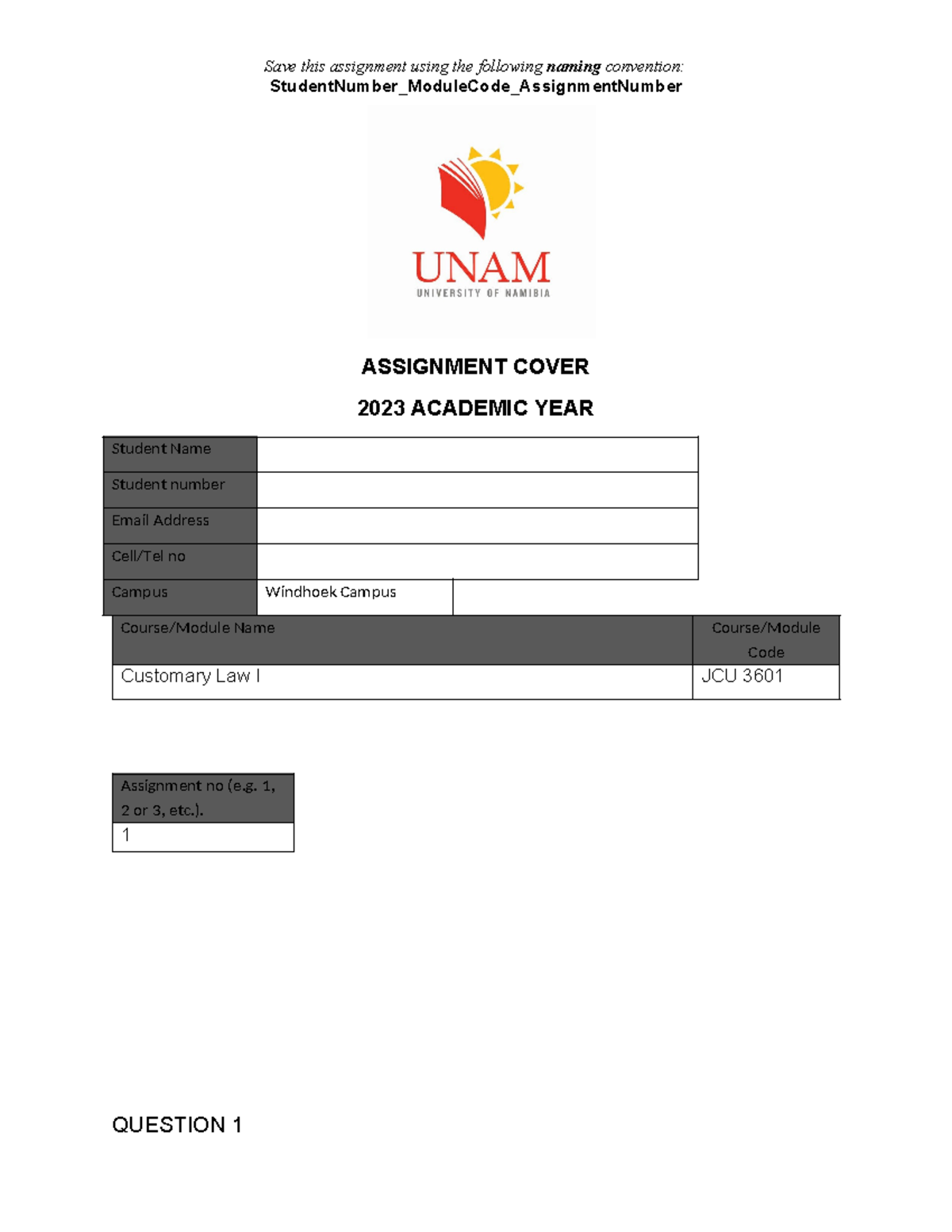 JCU3601, Assignment 1 - StudentNumber_ModuleCode_AssignmentNumber ...
