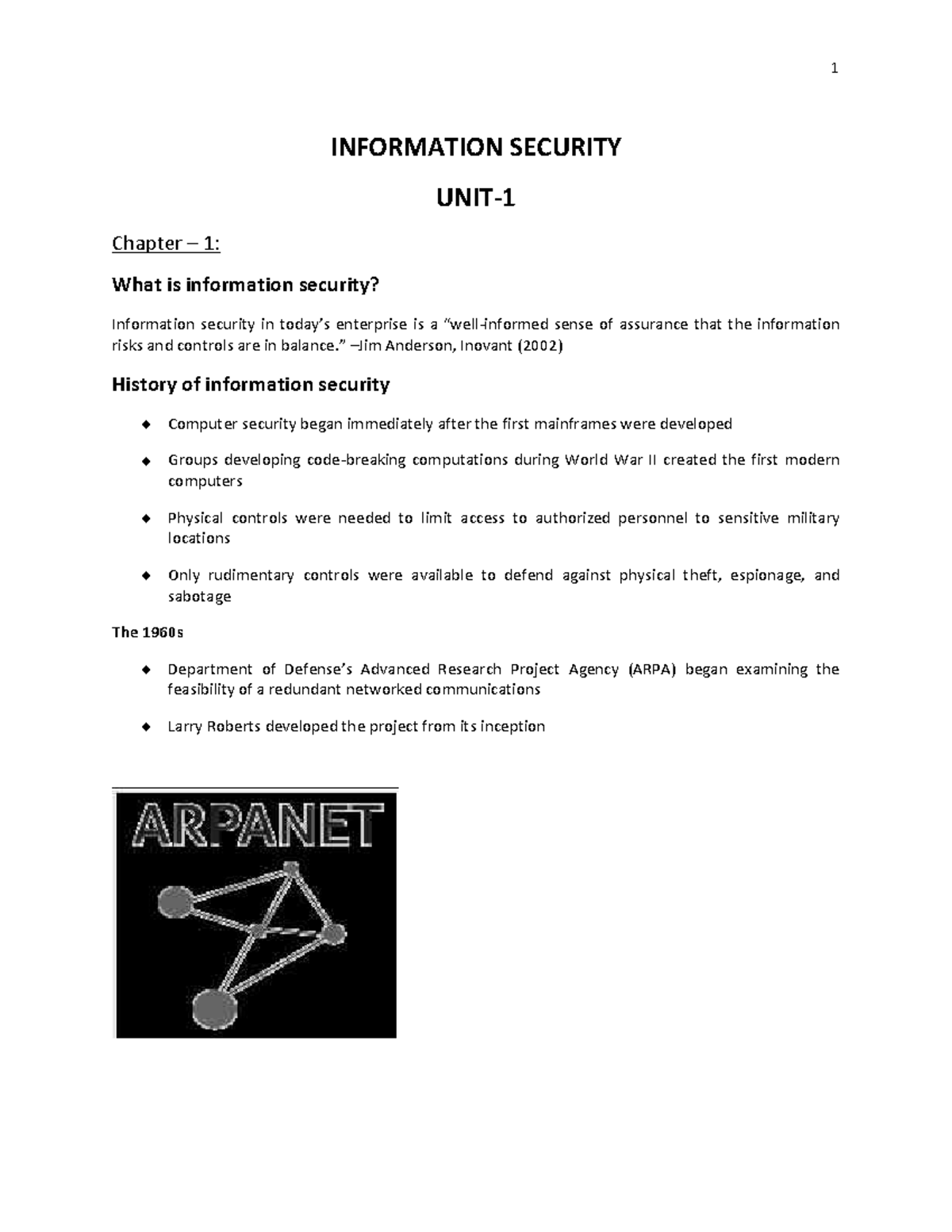 Information Security Unit 1-5 - INFORMATION SECURITY UNIT- Chapter – 1: What is information ...