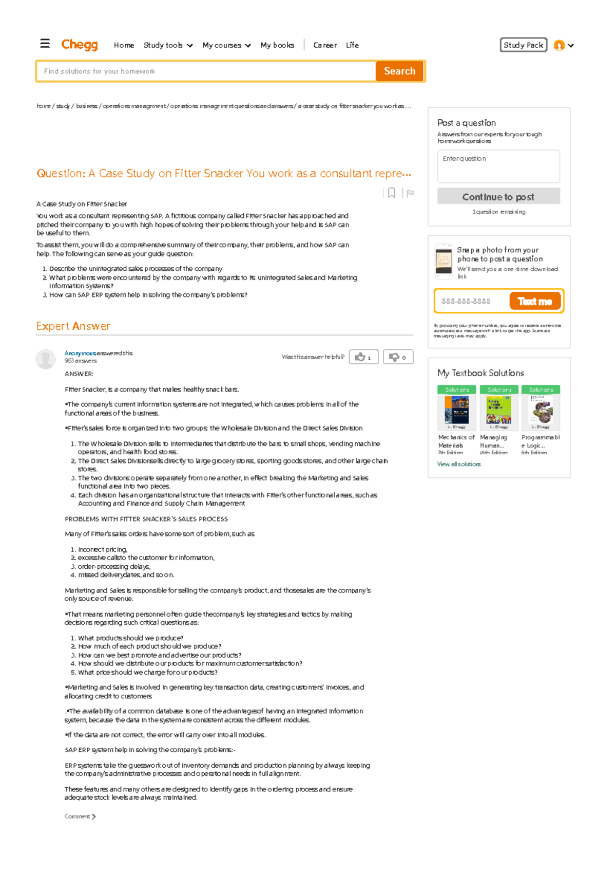 A Case Study On Fitter Snacker You Work As A Consu... Chegg - Was this ...