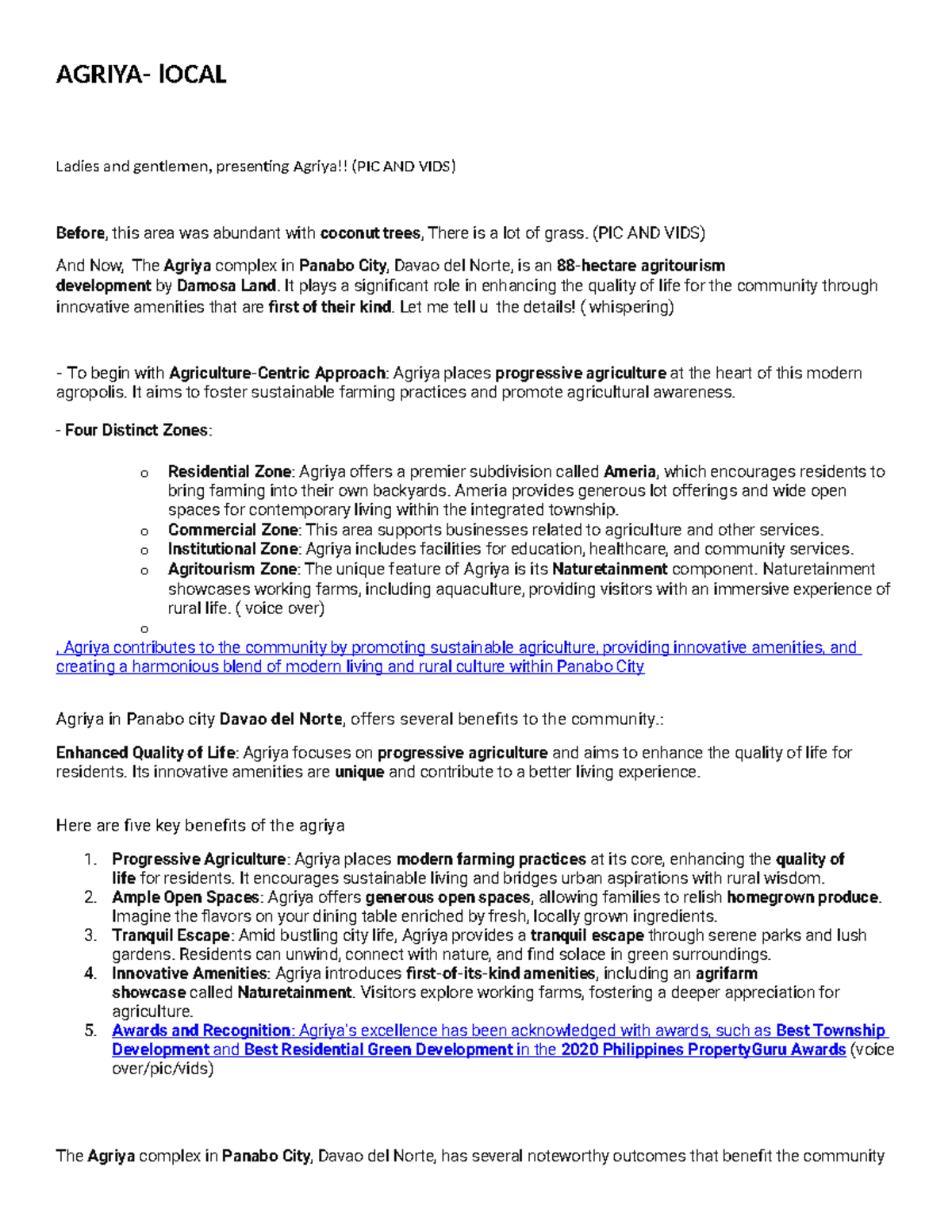 Agriya - NA - AGRIYA- lOCAL Ladies and gentlemen, presenting Agriya ...