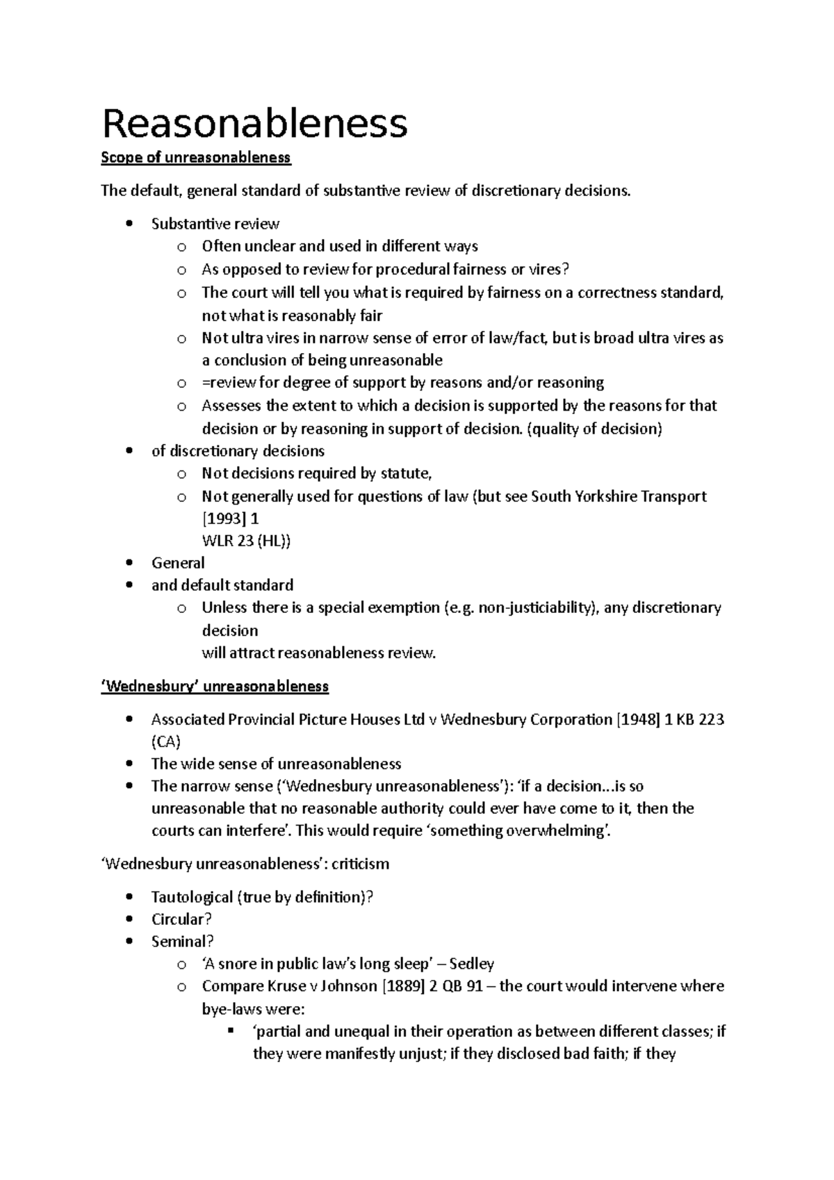 Rationality Notes - Reasonableness Scope of unreasonableness The ...
