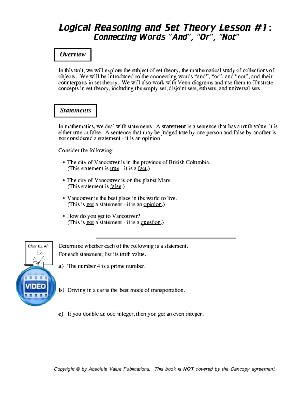 Unit 1 Logical Reasoning and Set Theory - Logical Reasoning and Set ...